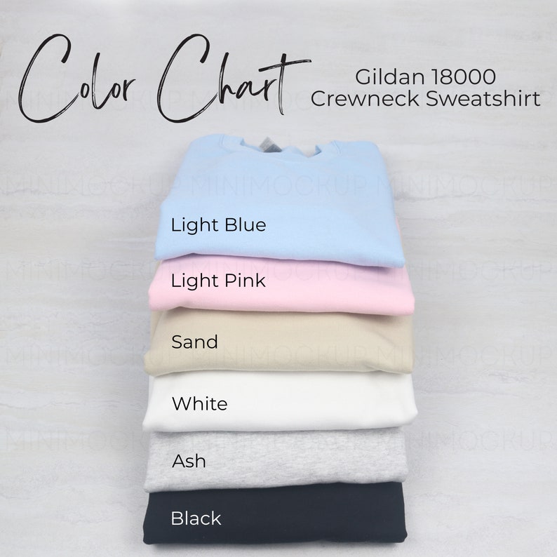 Gildan 18000 Color Chart | Flatlay Mockup Gilden Color Chart Mock up ...
