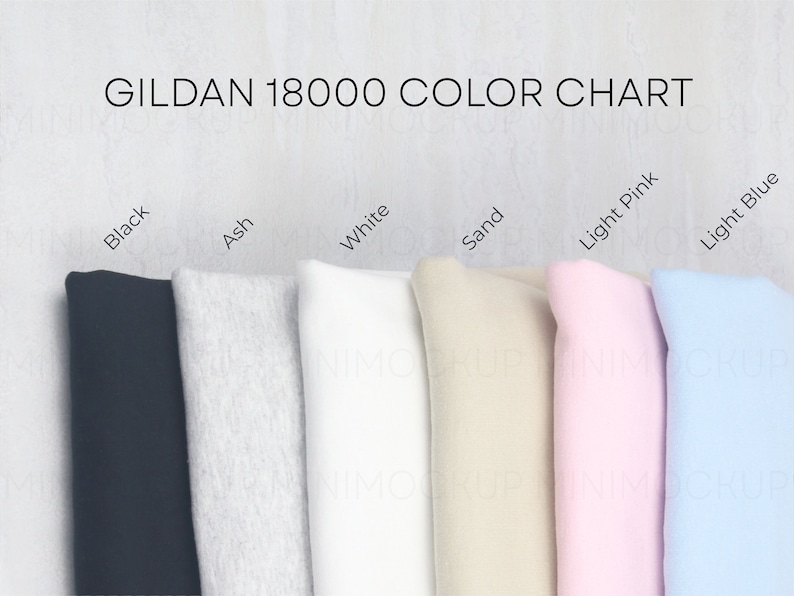 Gildan 18000 Color Chart | Flatlay Mockup Gilden Color Chart Mock up ...