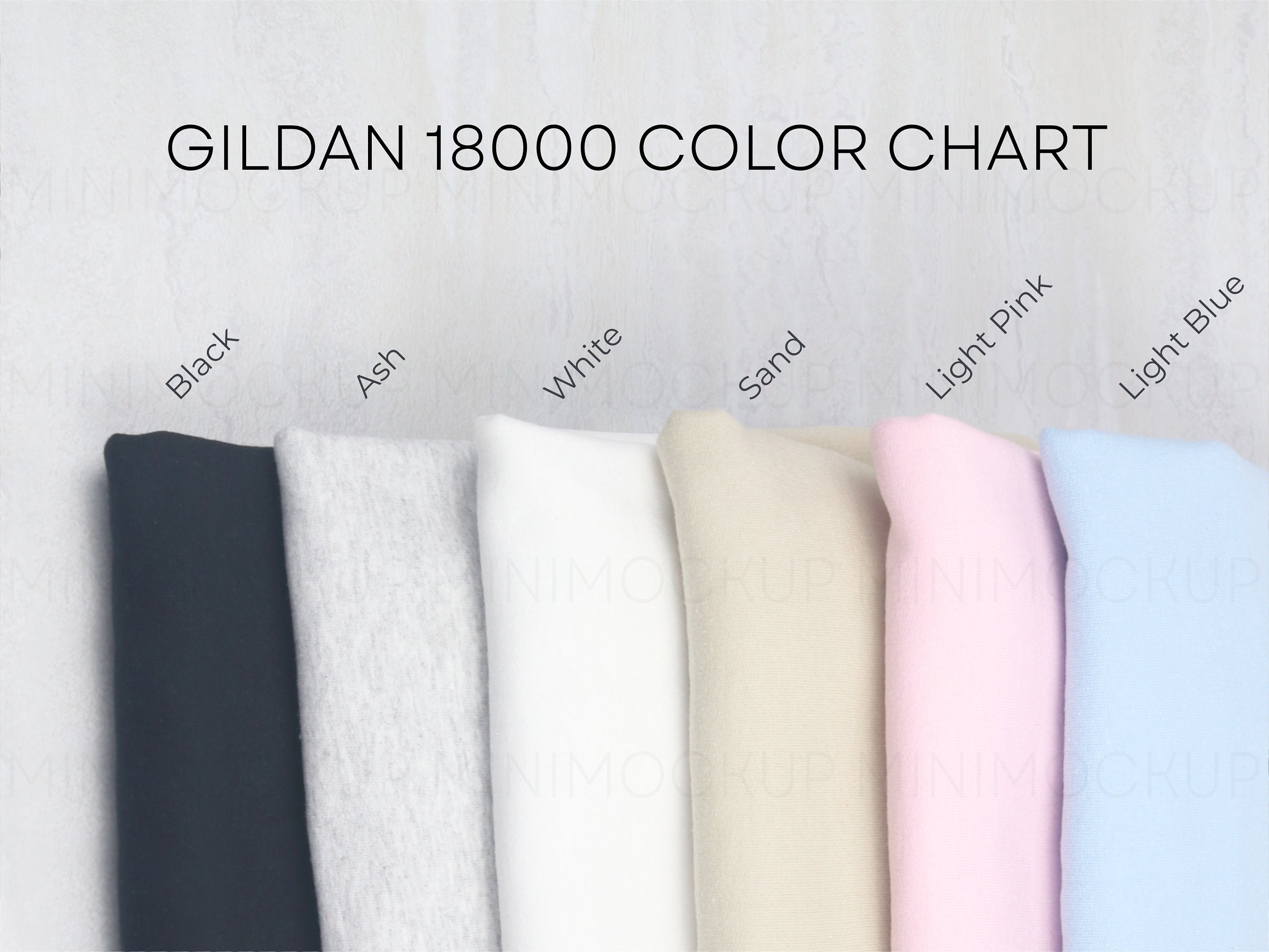 Gildan 18000 Color Chart | Flatlay Mockup Gilden Color Chart Mock up ...