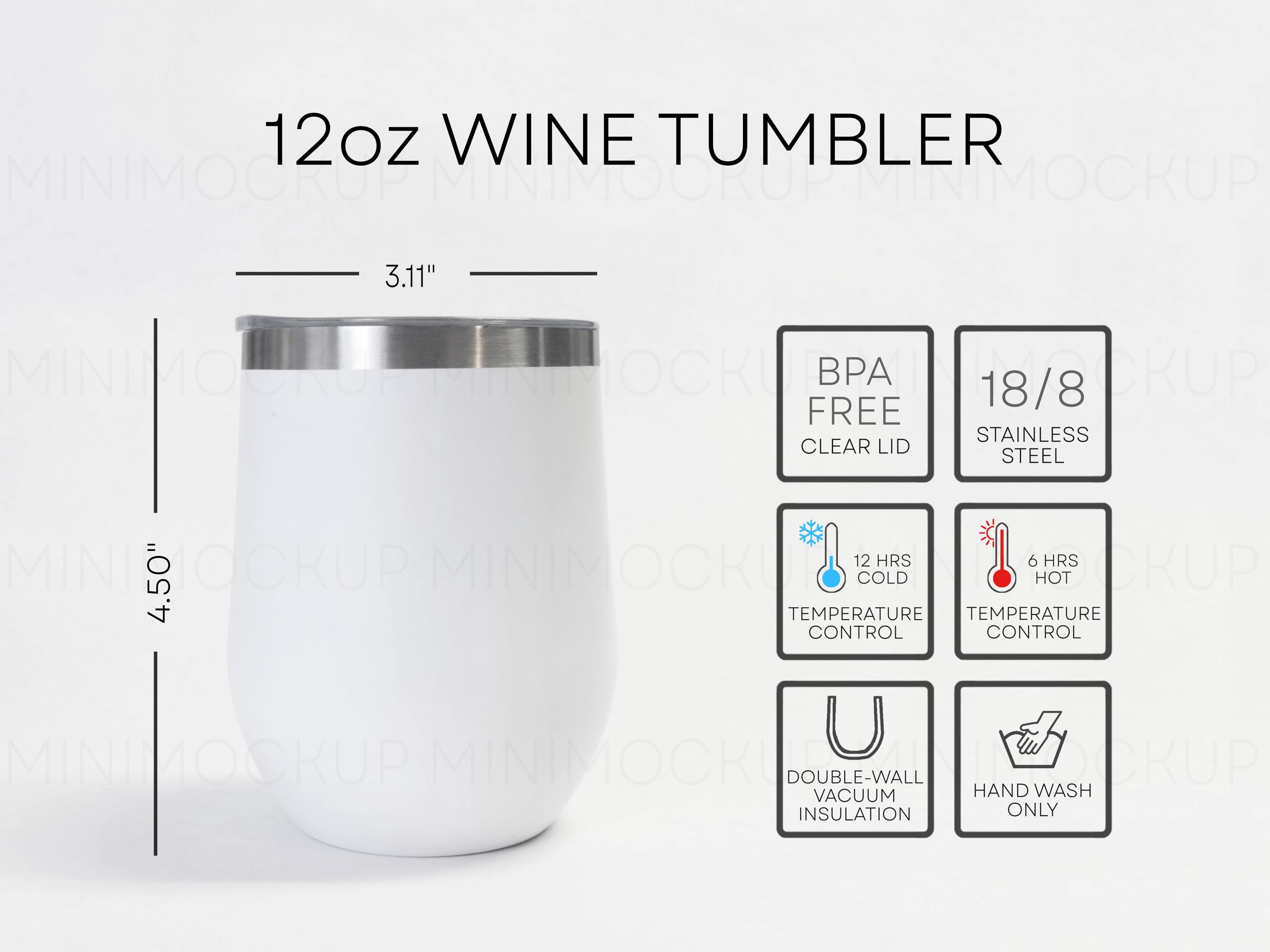 Wine Tumbler Size Chart 12oz | Stainless Steel White Tumbler Mock up ...