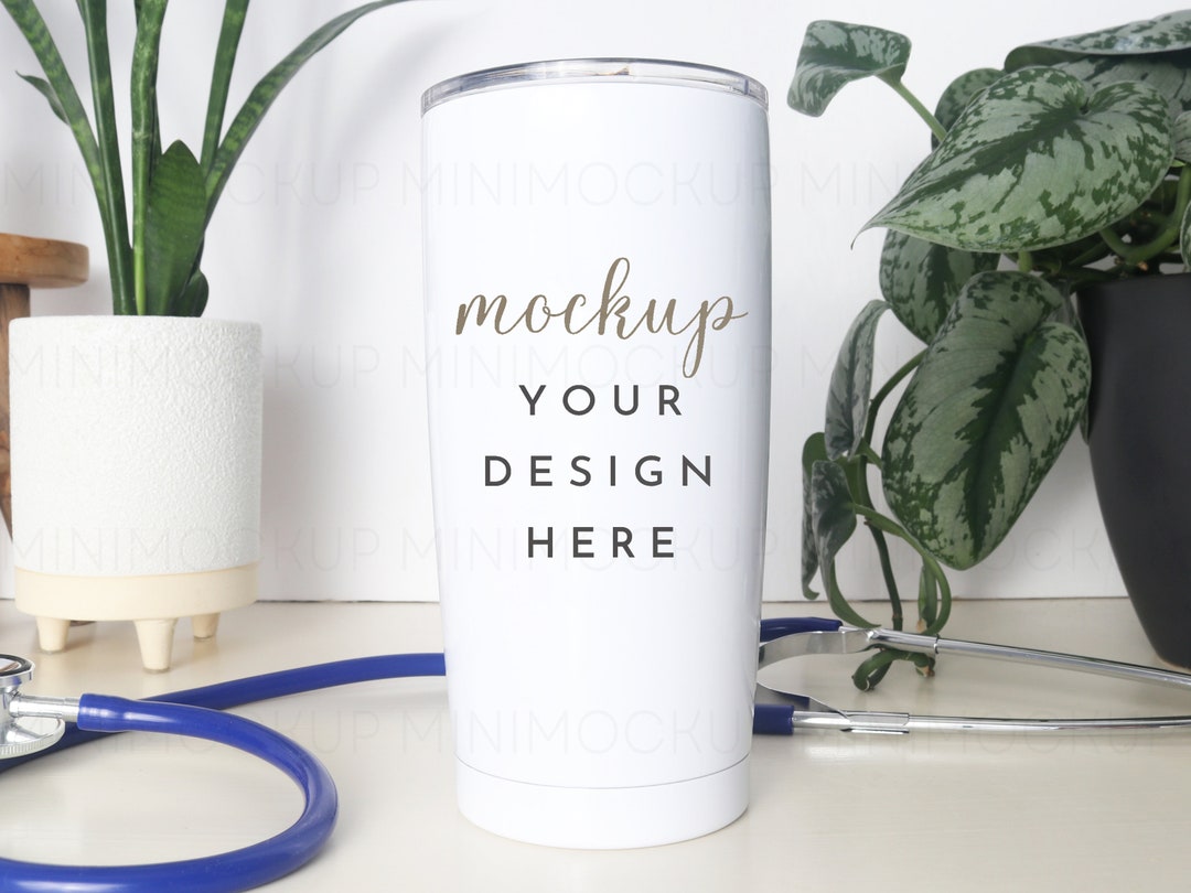 Tumbler Mockup 20 Oz Nurse Collection Doctor White Tumbler With Clear ...
