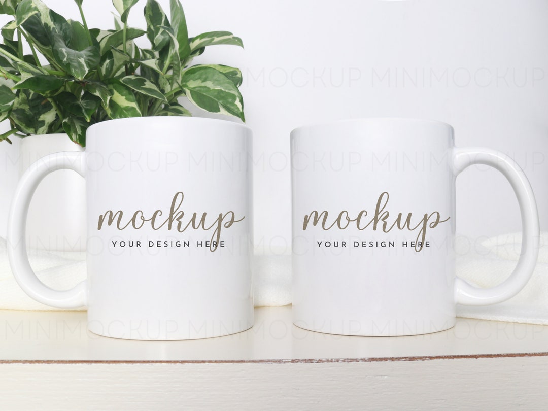 2 Mug Mockups 11oz | Double Collection | White Ceramic Coffee Cup Mock ...