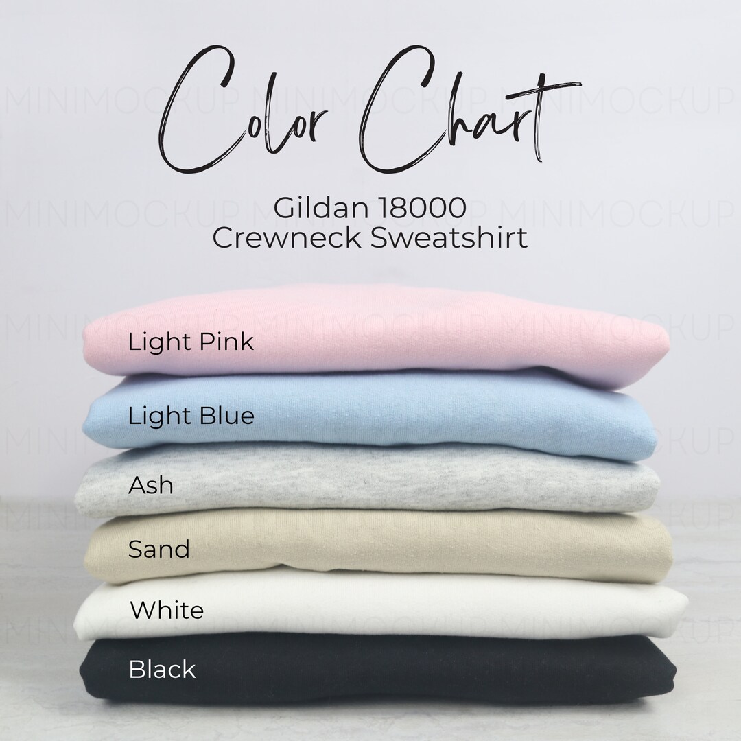 Gildan 18000 Color Chart | Flatlay Mockup Gilden Color Chart Mock up ...