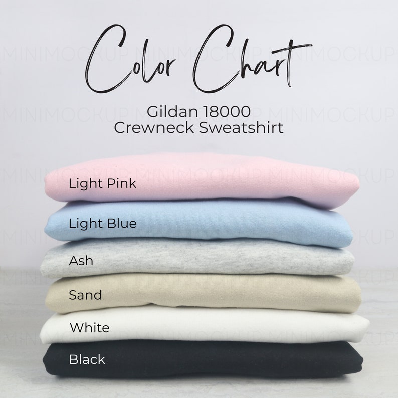 Gildan 18000 Color Chart | Flatlay Mockup Gilden Color Chart Mock up ...