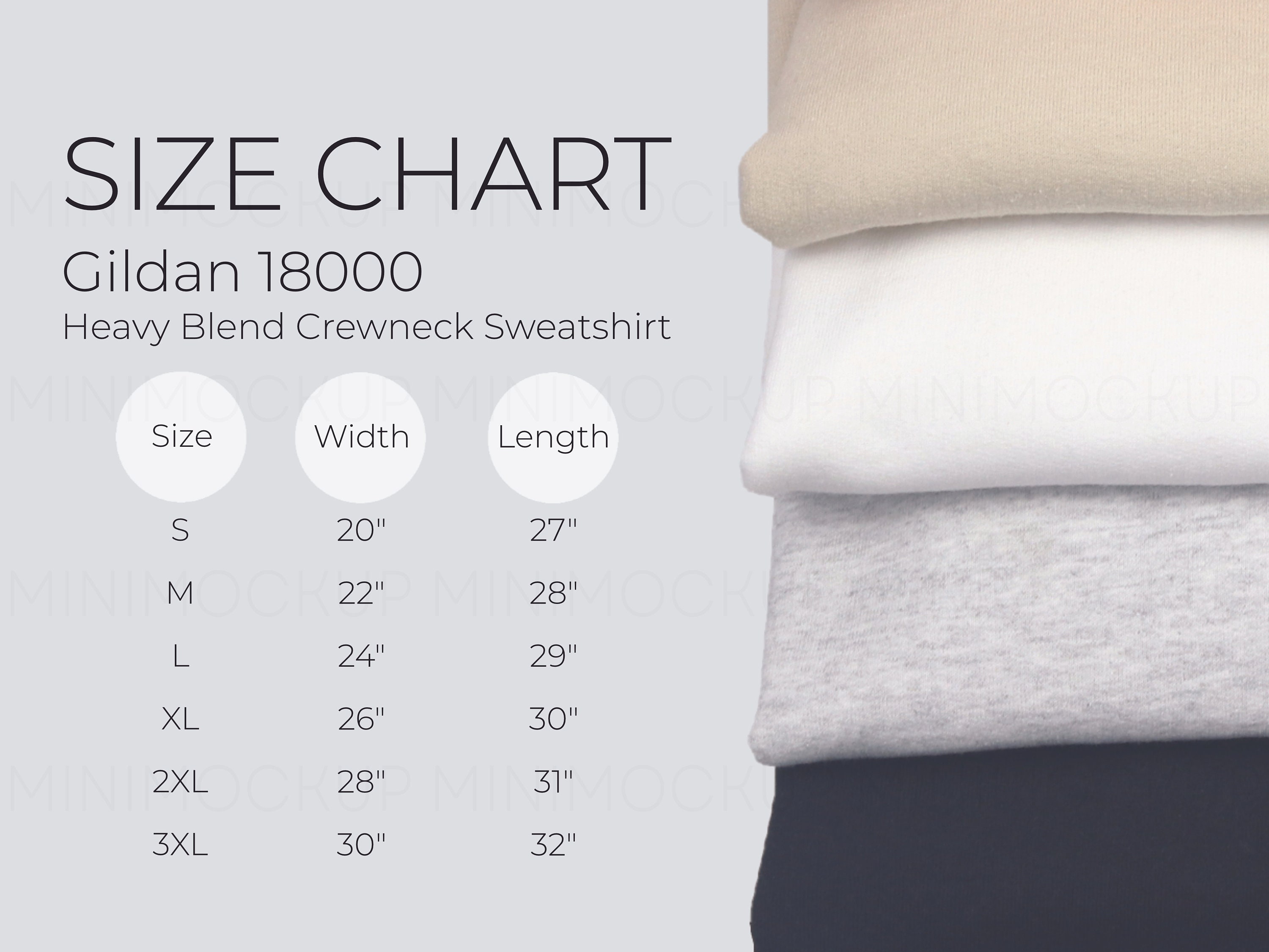 Gildan 18000 Size Chart | Men and Womens Sweatshirt Size Chart Gilden ...