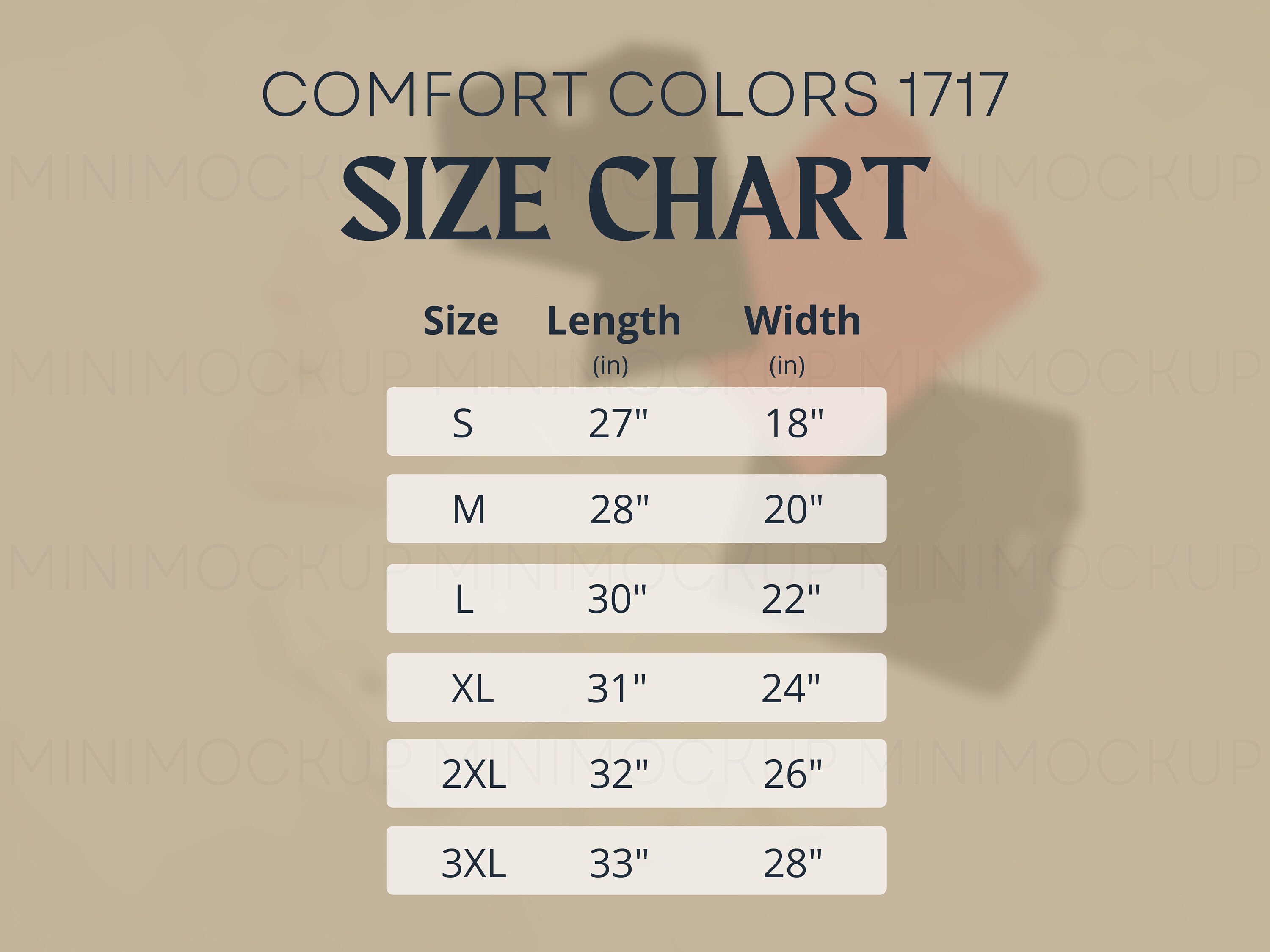 Comfort Colors 1717 Size Chart | Unisex T-shirt Size Chart Comfort ...