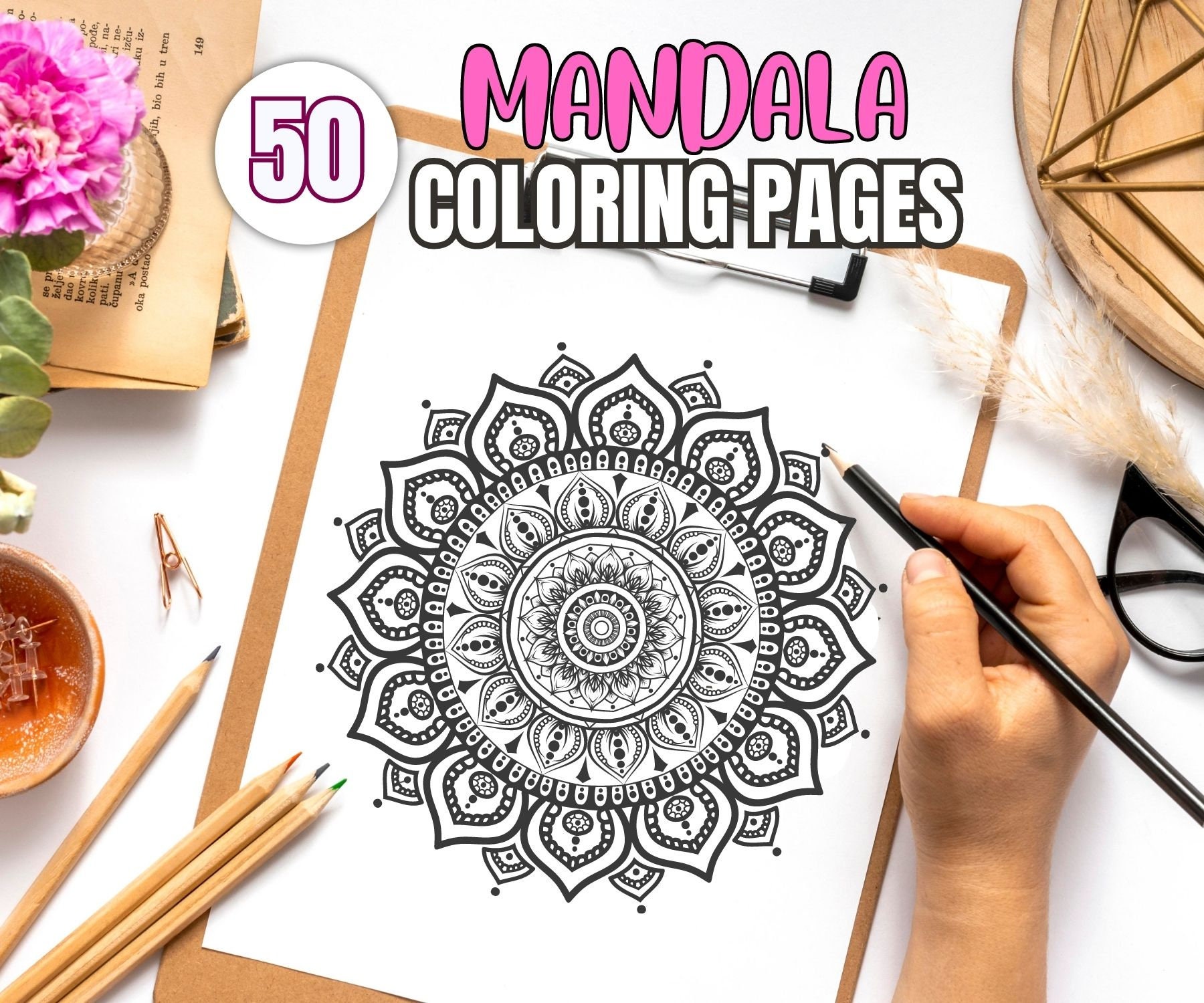 50 Printable Mandala Adult Coloring Pages Digital Download - Etsy
