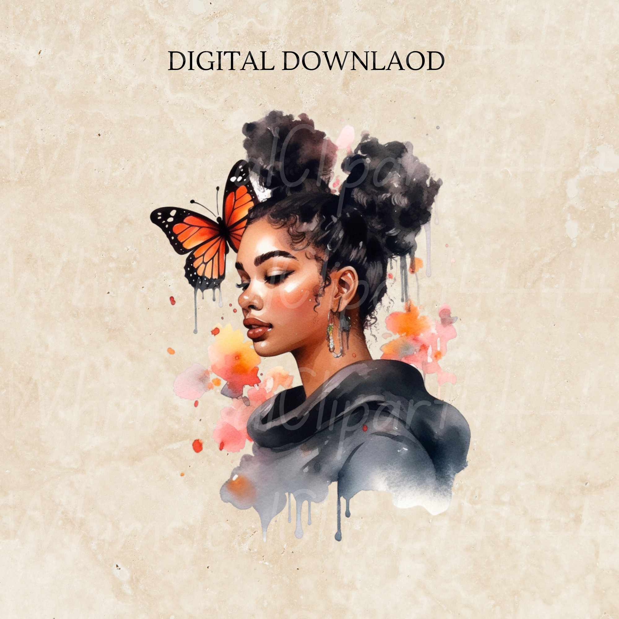 Beautiful Black Women Clip Art African Girl Png Black - Etsy