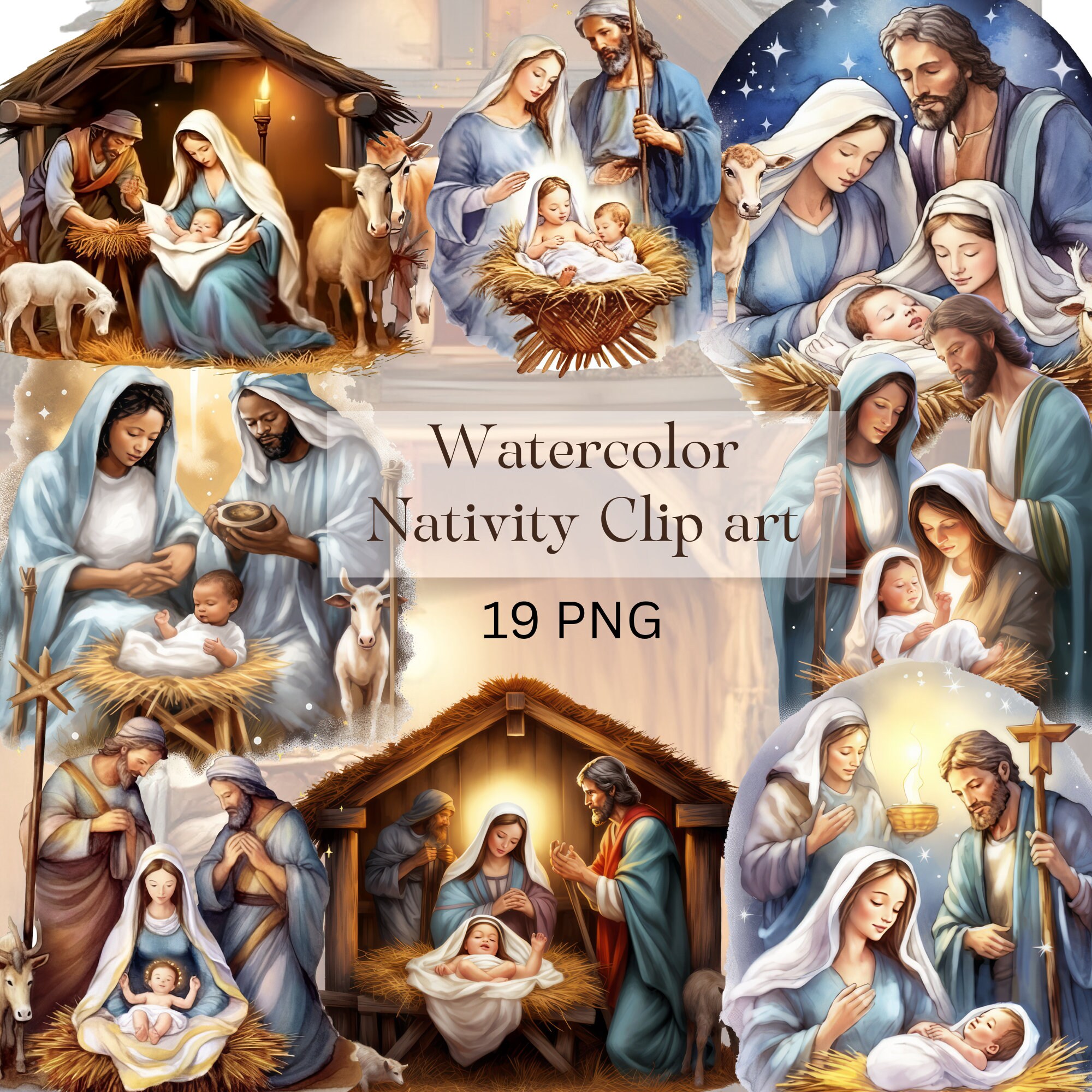 Baby Jesus Birthday Image Mary and Joseph Wall Art Holy Shepherd ...
