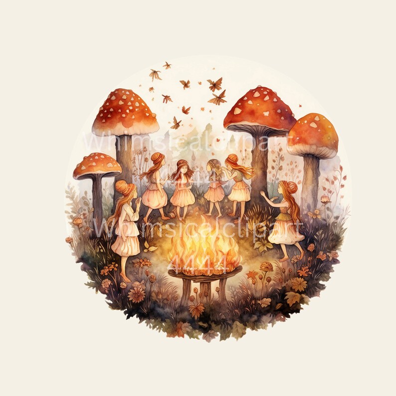 Mushroom Fairy Clipart for Fairy Lover DIY Project Fall Illustration ...