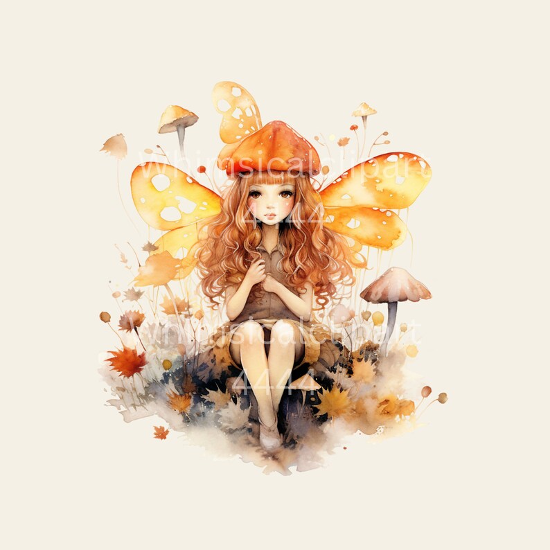 Mushroom Fairy Clipart for Fairy Lover DIY Project Fall Illustration ...
