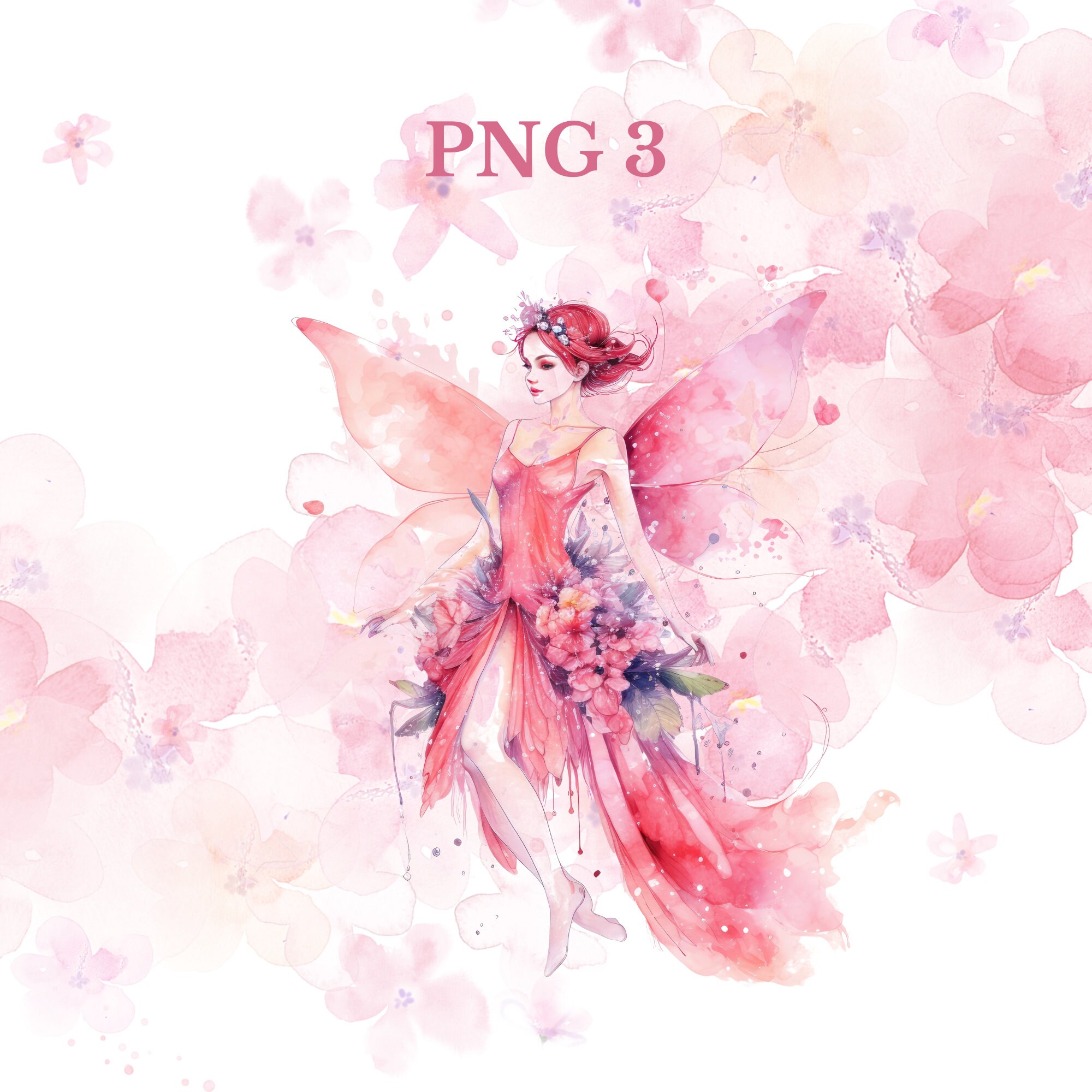 Pink Fairies Watercolor Clipart, 5 PNG, Digital Download - Etsy