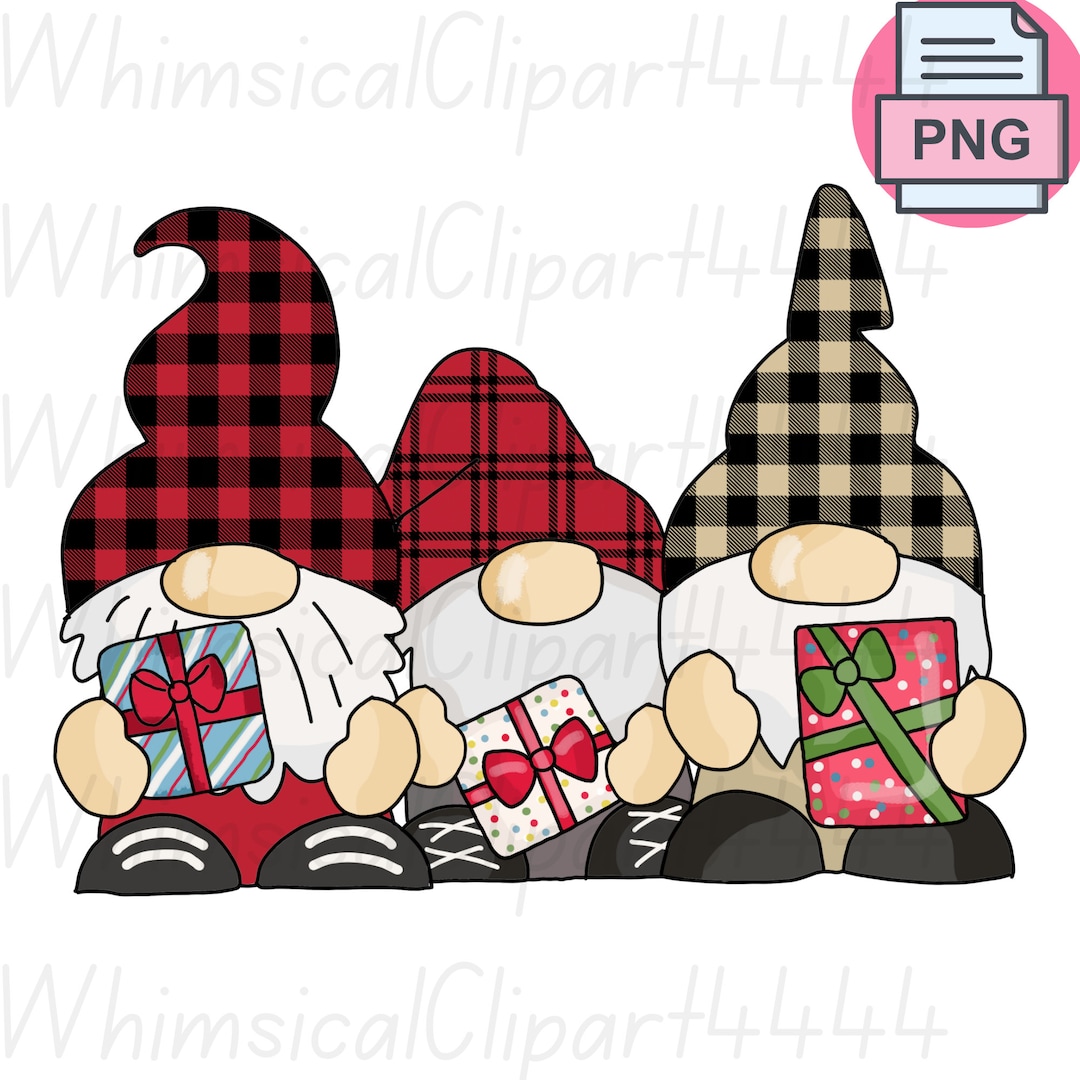Buffalo Plaid Gnome Cool Gnome Gift Christmas Gnomie Clip Art Holiday ...