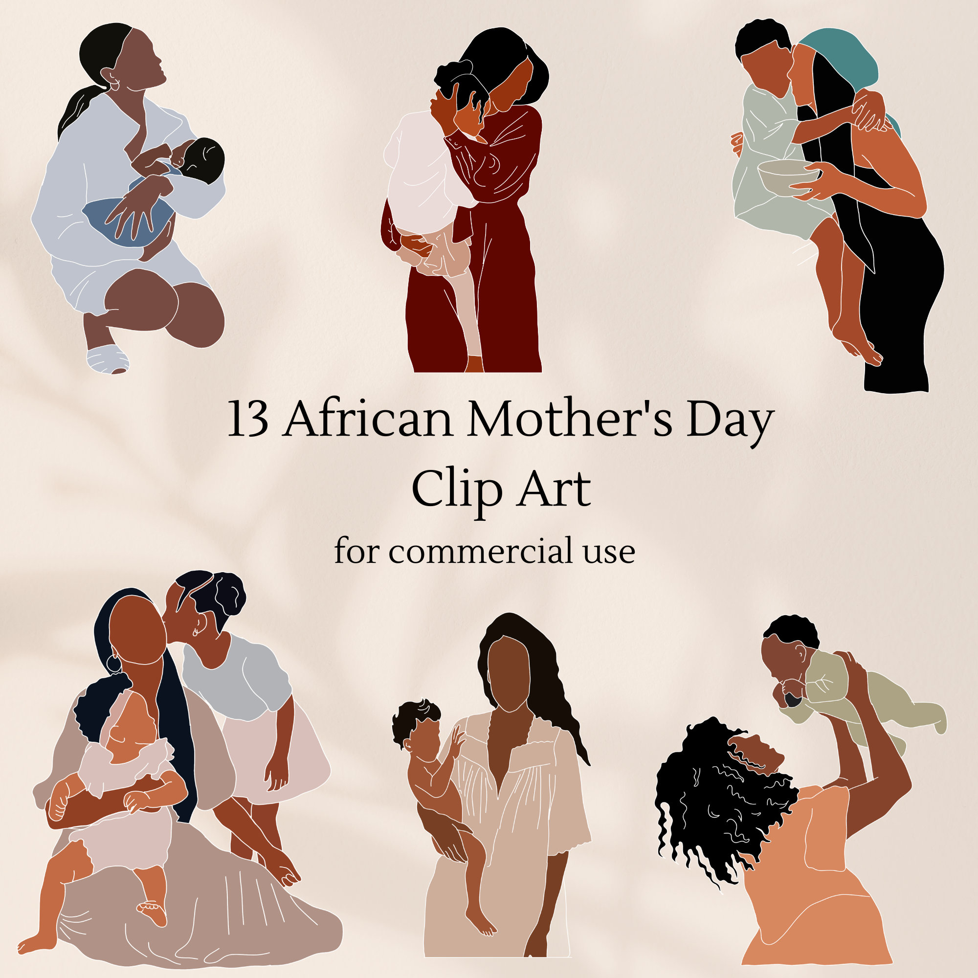 African Mothers Day Clip Art Black Mother And Daughter Art Afro Mom