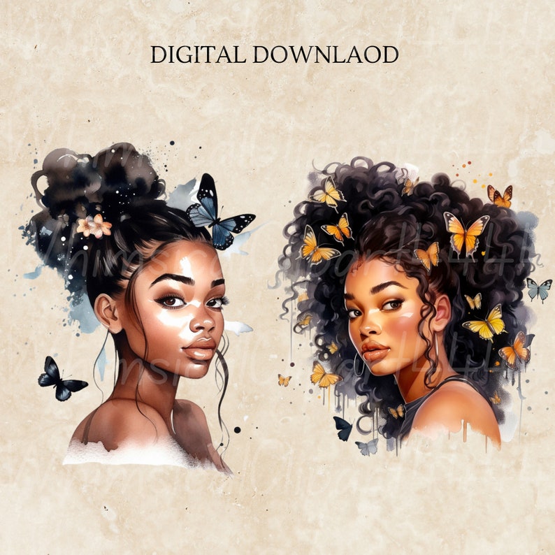 Beautiful Black Women Clip Art African Girl Png Black - Etsy