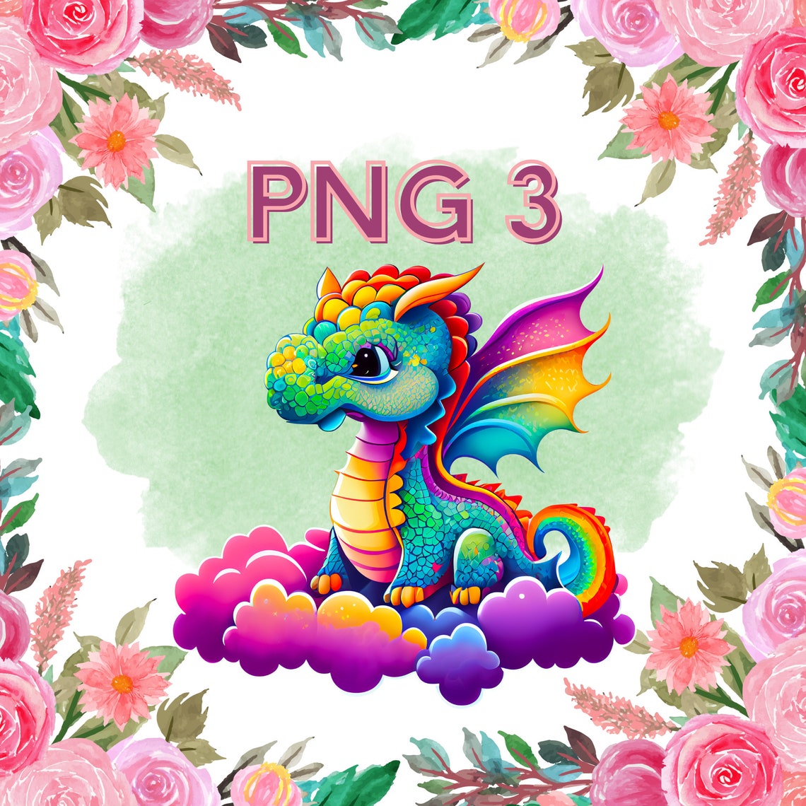 Rainbow Dragon Sublimation Clipart, 3 PNG Images High Resolution, 300 ...