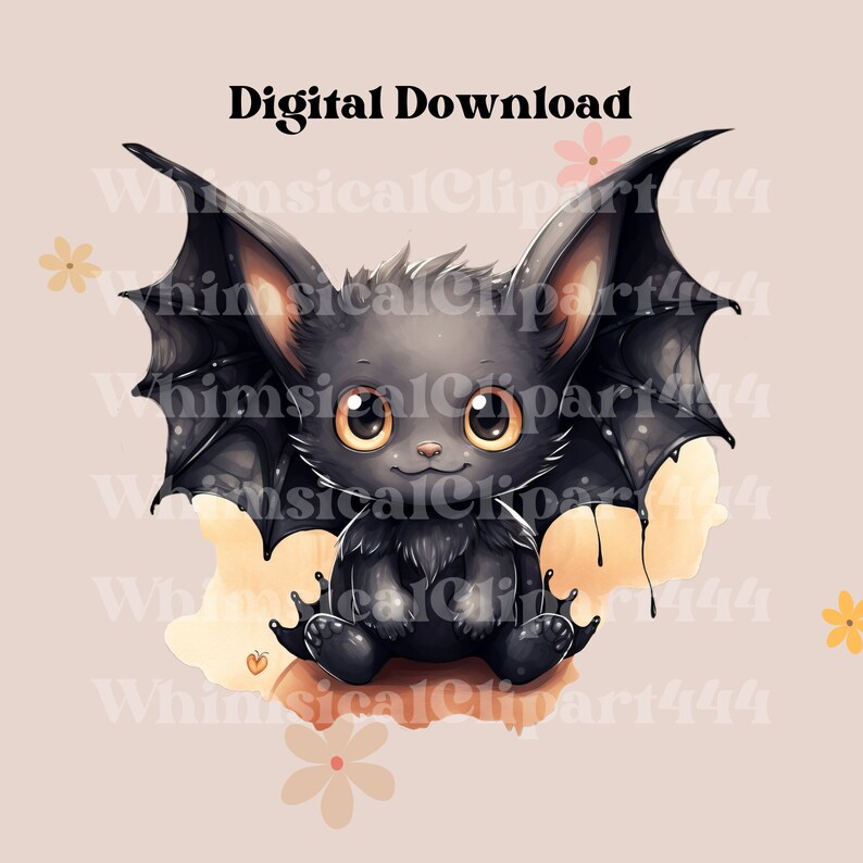 Adorable Halloween Clipart, Watercolor Pumpkin Png, Bat Clipart, Cute ...