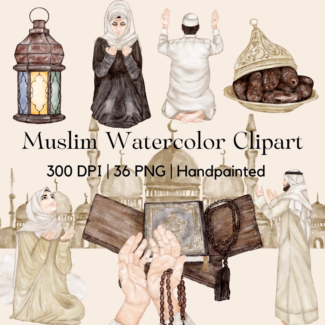 Muslim Watercolor Clipart Muslima Digital Art Gift Muslim Couple ...