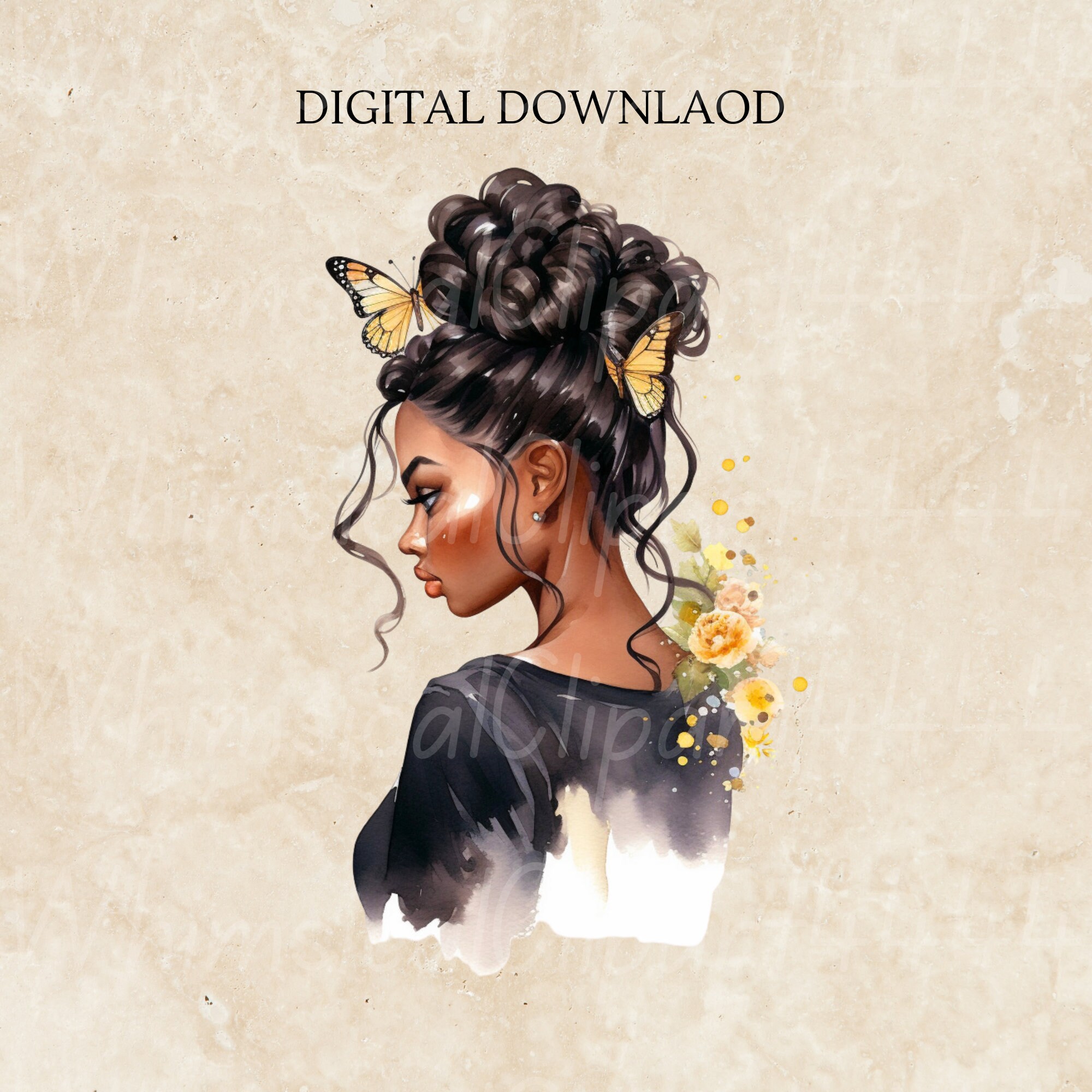 Beautiful Black Women Clip Art African Girl Png Black - Etsy