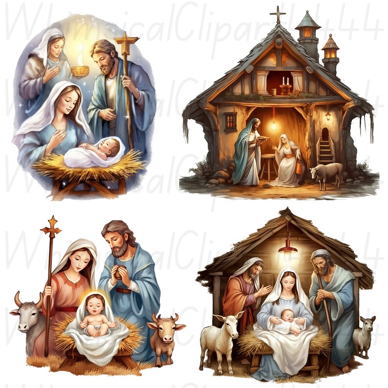Baby Jesus Birthday Image Mary and Joseph Wall Art Holy Shepherd ...