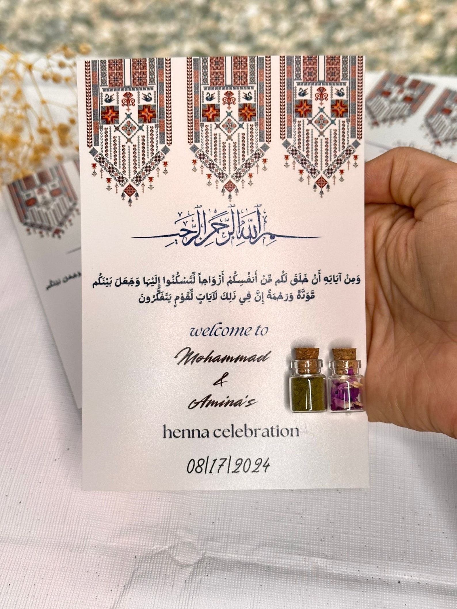 Palestine Henna Card, Henna Night, Guest Gift Bridesmaid, Custom Save ...