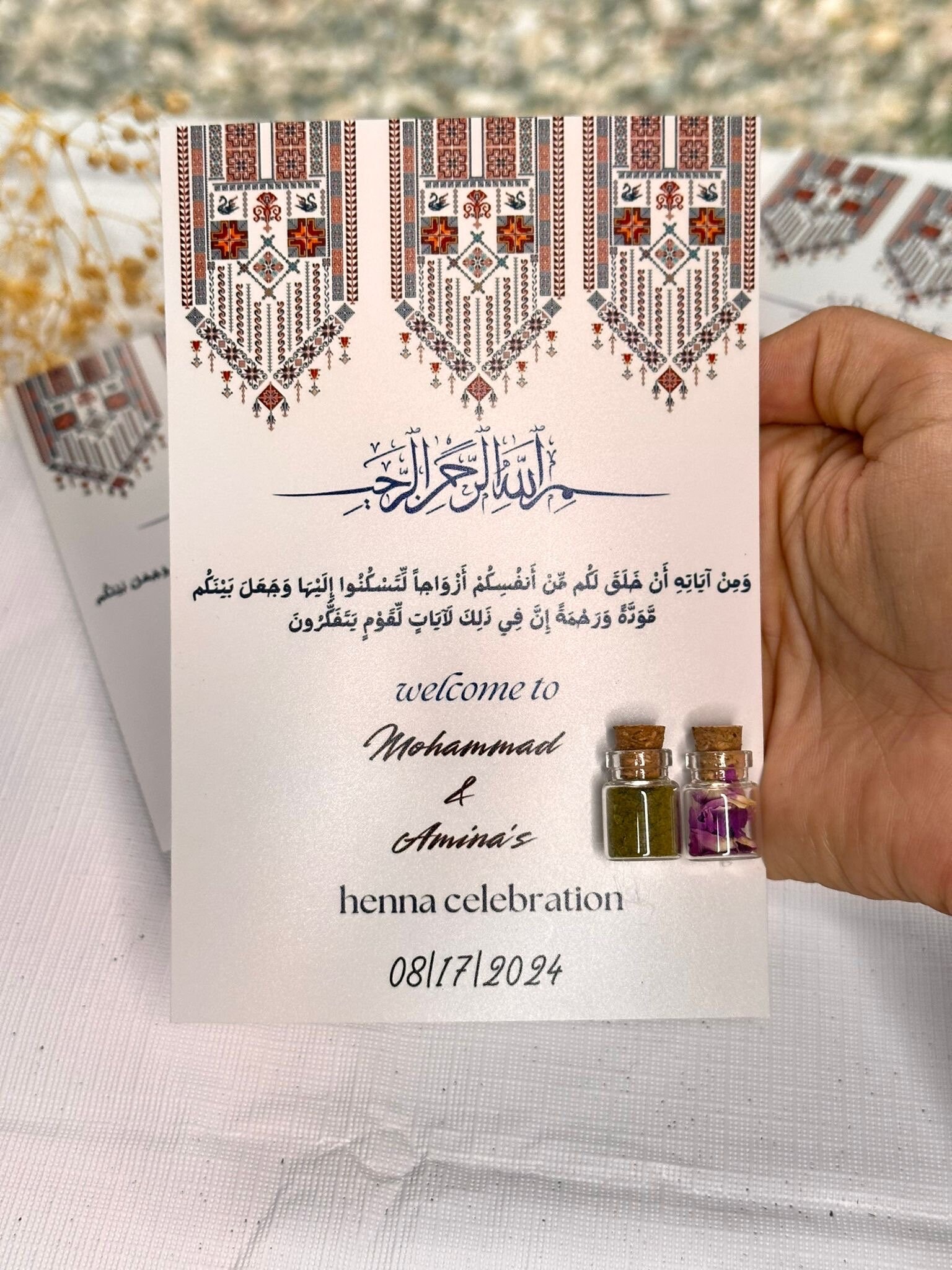 Palestine Henna Card, Henna Night, Guest Gift Bridesmaid, Custom Save ...
