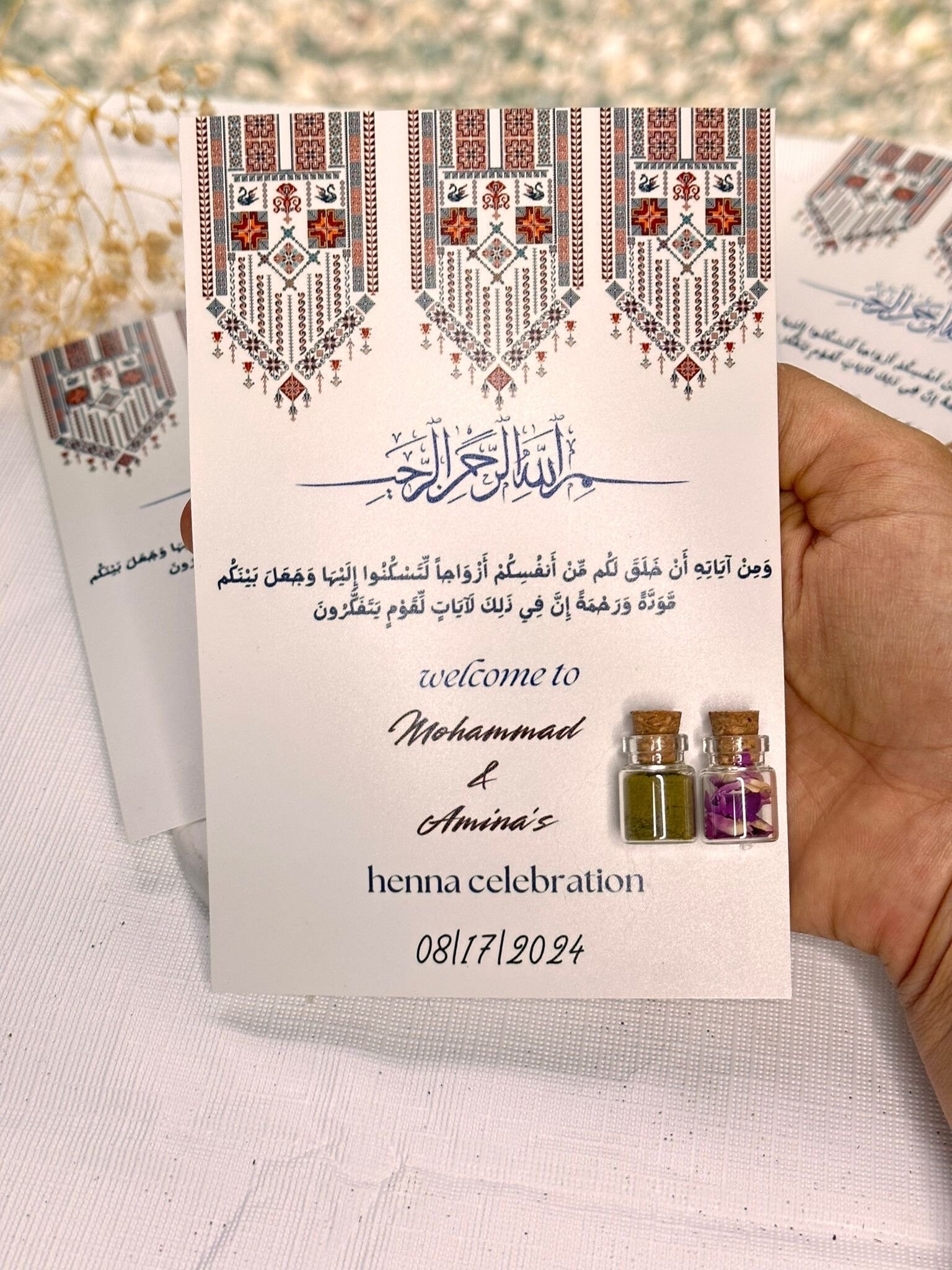 Palestine Henna Card, Henna Night, Guest Gift Bridesmaid, Custom Save ...