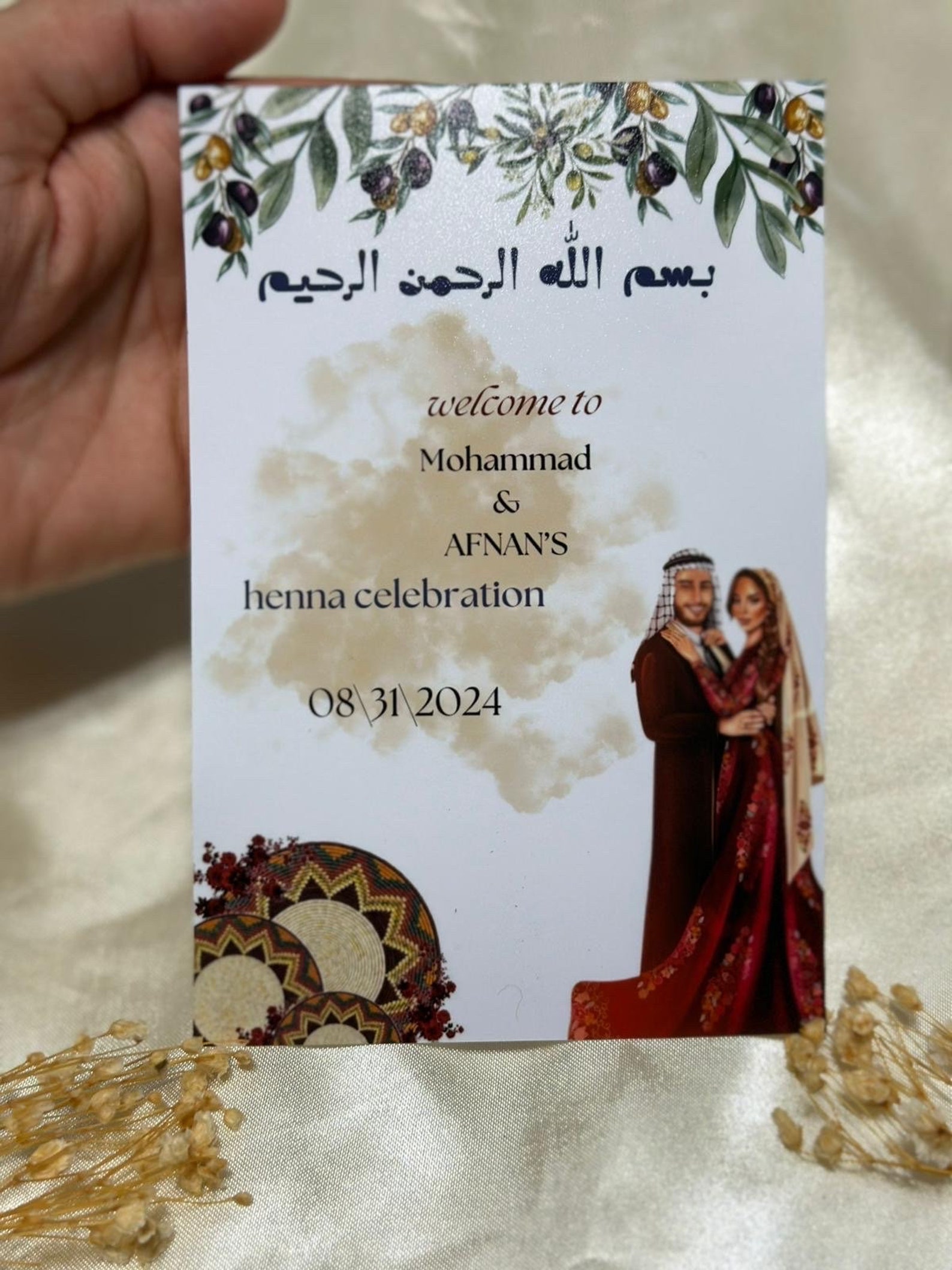 Palestine Henna Card, Henna Night, Guest Gift Bridesmaid, Custom Save ...