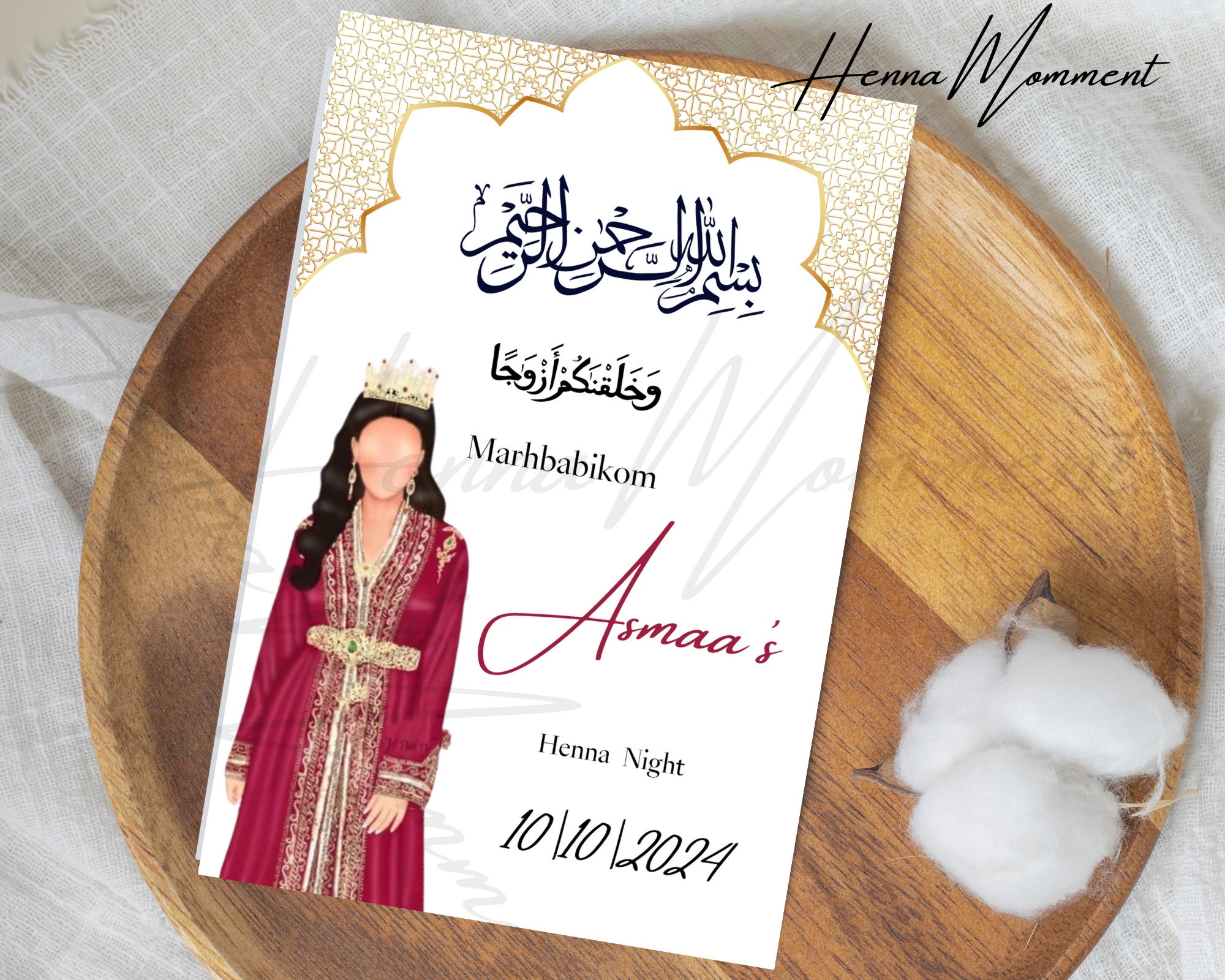 Moroccan Traditional Wedding or Henna Invitation Template, Printable ...
