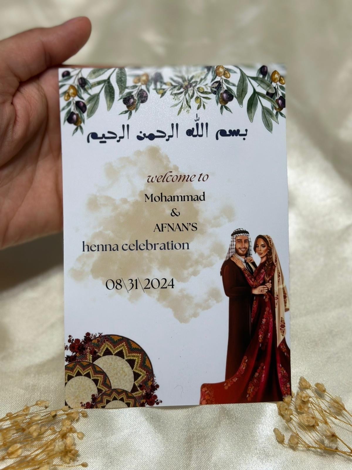 Palestine Henna Card, Henna Night, Guest Gift Bridesmaid, Custom Save ...