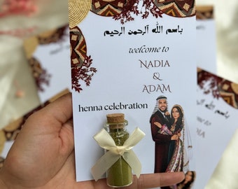 Moroccan Henna Card, Henna Night, Guest Gift Bridesmaid,custom Save the ...