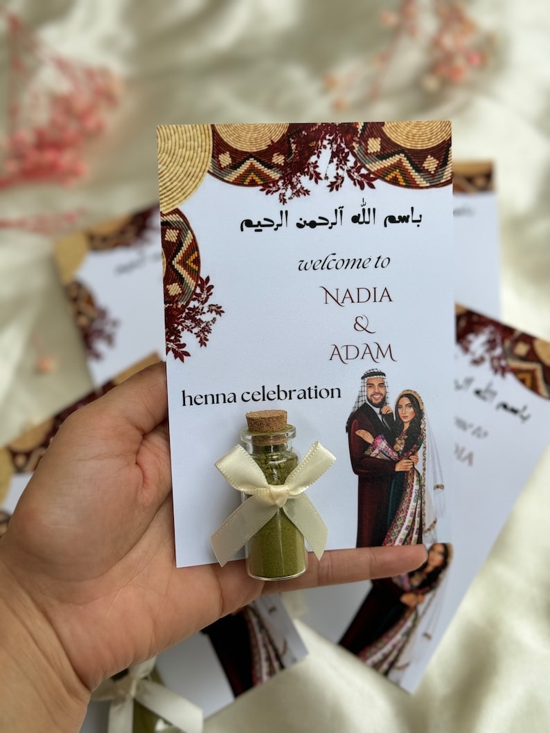 Palestine Henna Card, Henna Night, Guest Gift Bridesmaid, Custom Save ...