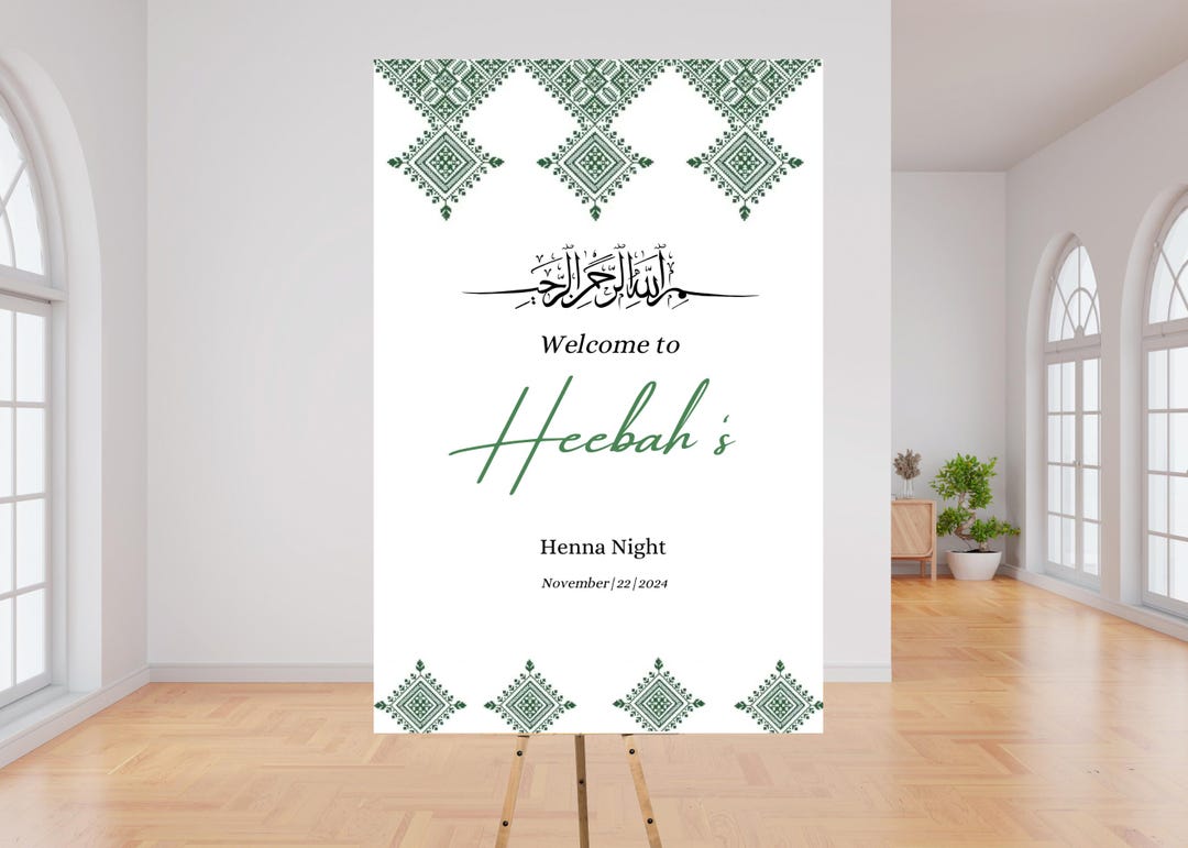 Moroccan Henna Night Welcome Sign, Digital Download, Editable Template ...