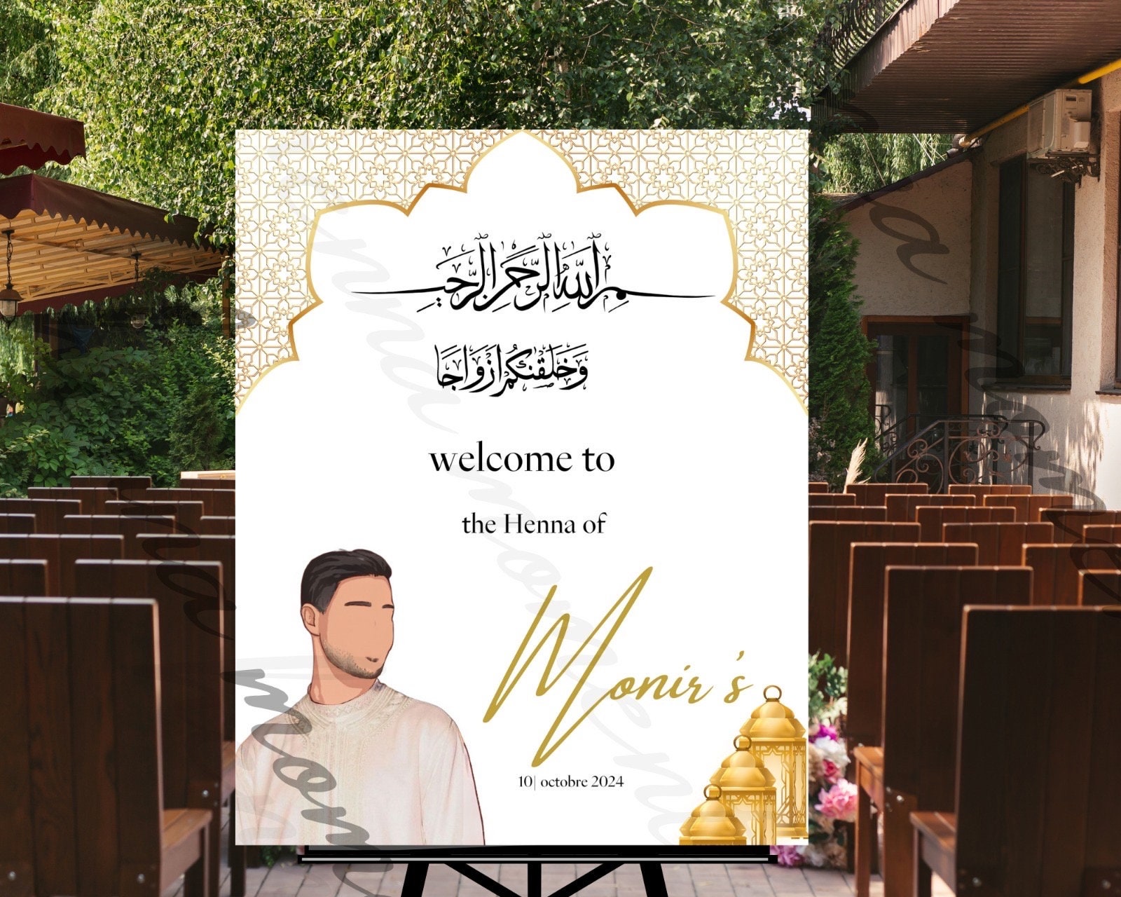 Moroccan Personalized HENNA WELCOME SIGN, Mehndi Decorated Welcome Sign ...