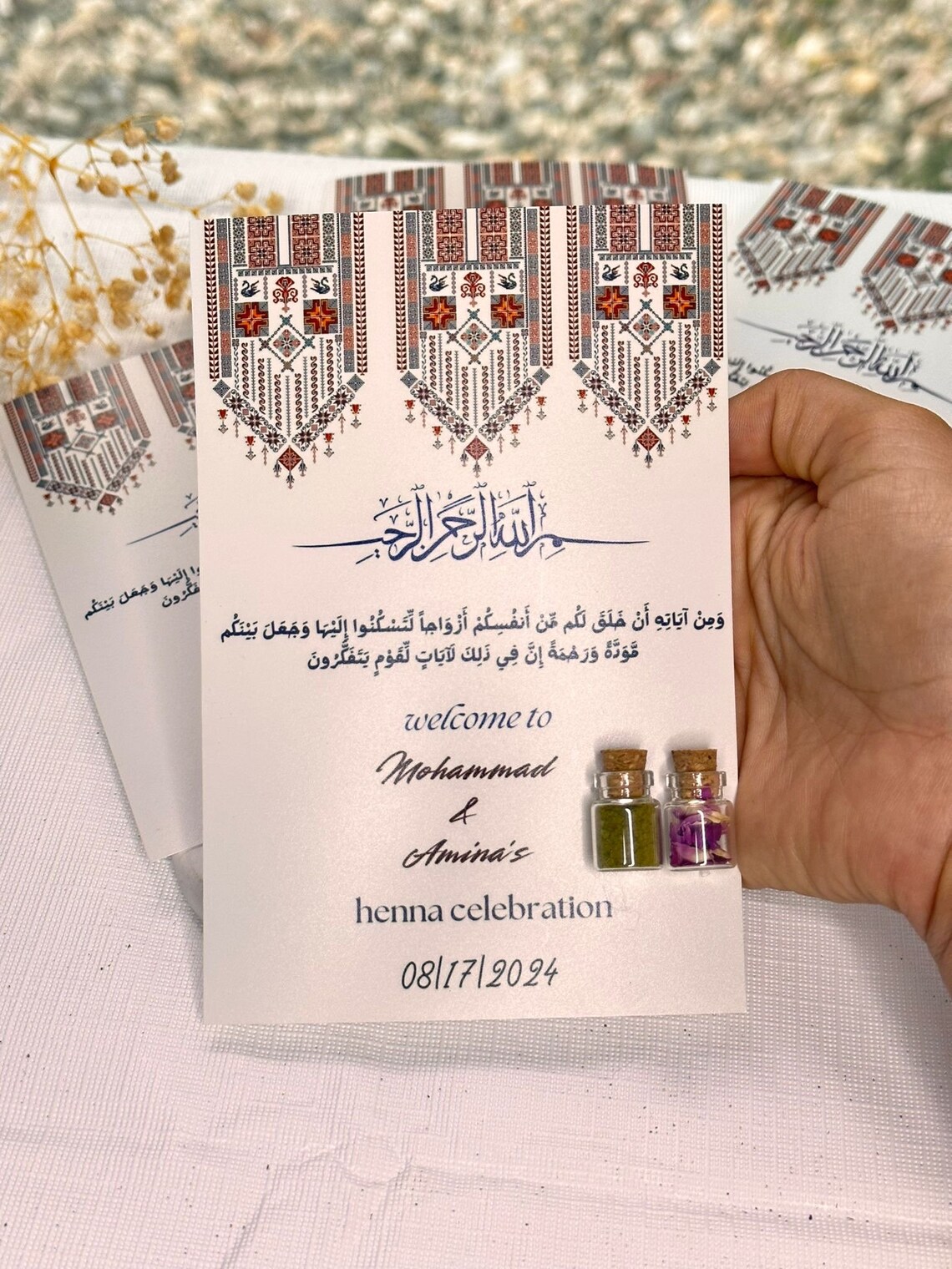 Palestine Henna Card, Henna Night, Guest Gift Bridesmaid, Custom Save ...