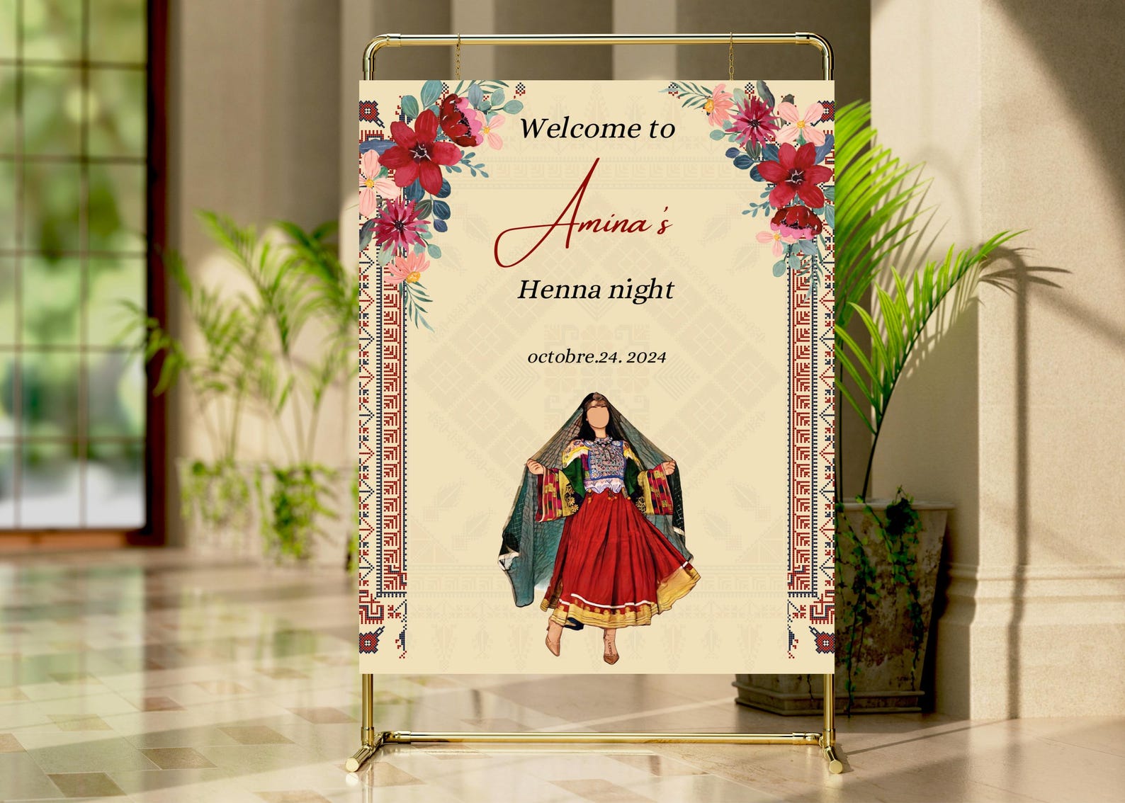 Afghan Henna Night Welcome Sign, Digital Download, Editable Template ...
