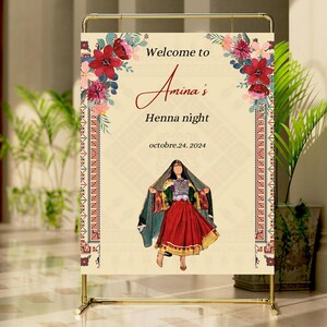 Afghan Henna Night Welcome Sign, Digital Download, Editable Template ...