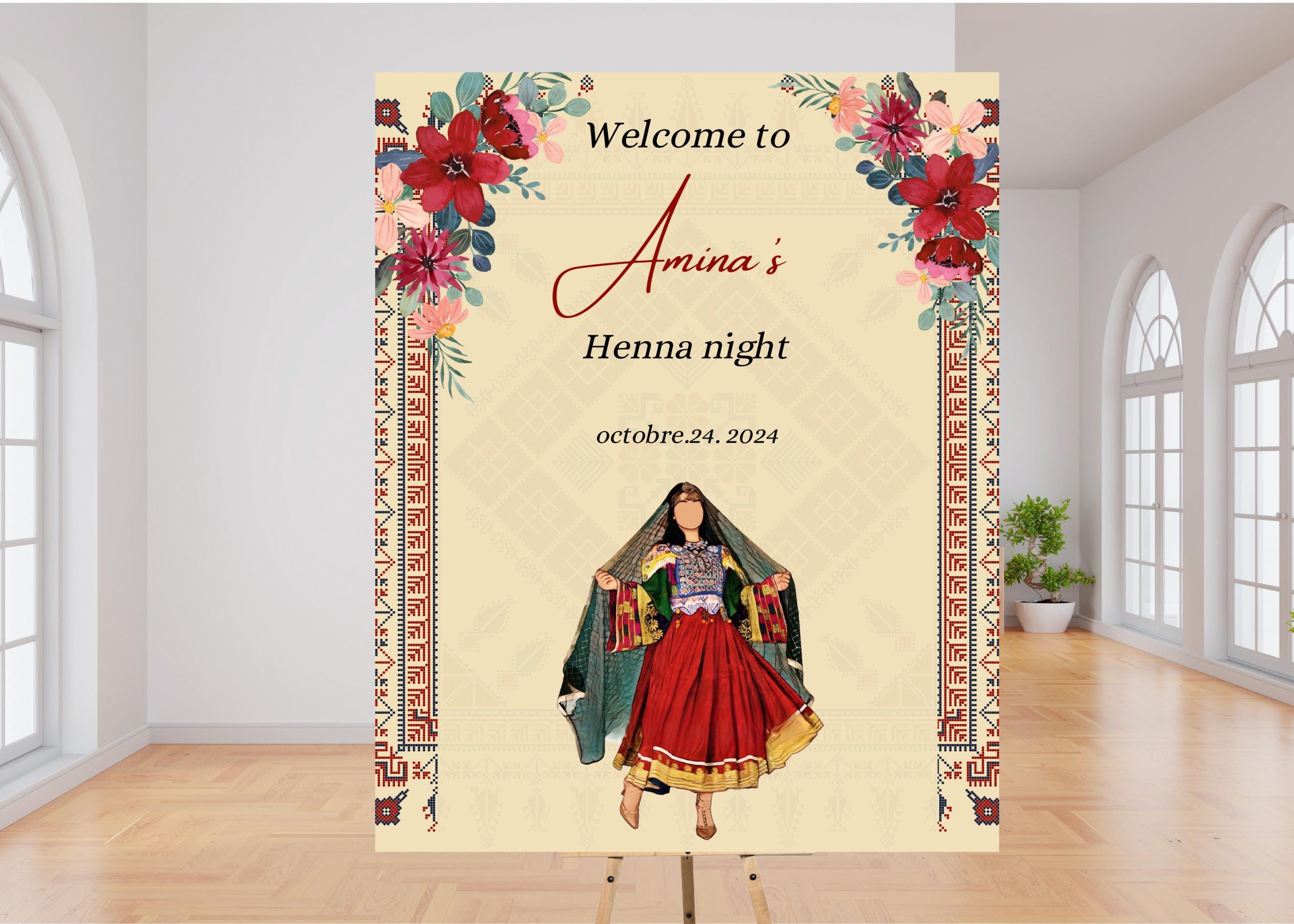 Afghan Henna Night Welcome Sign, Digital Download, Editable Template ...