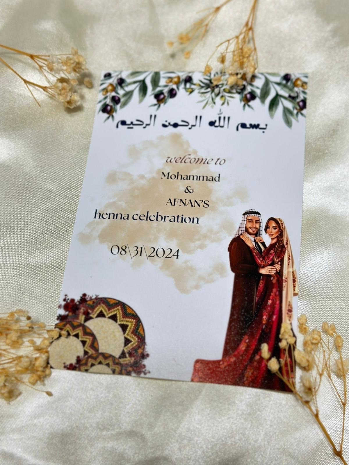 Palestine Henna Card, Henna Night, Guest Gift Bridesmaid, Custom Save ...