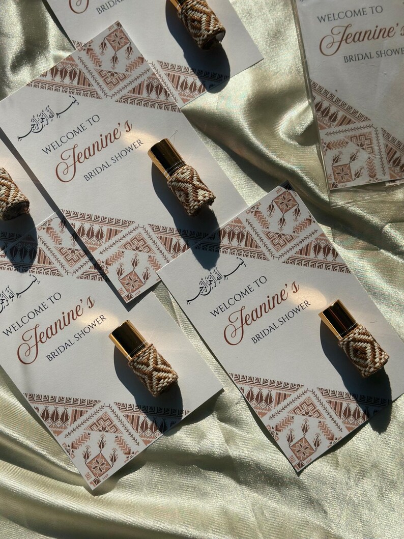 White Musk Oil Henna Favors, Palestinian Tatreez Card - Etsy