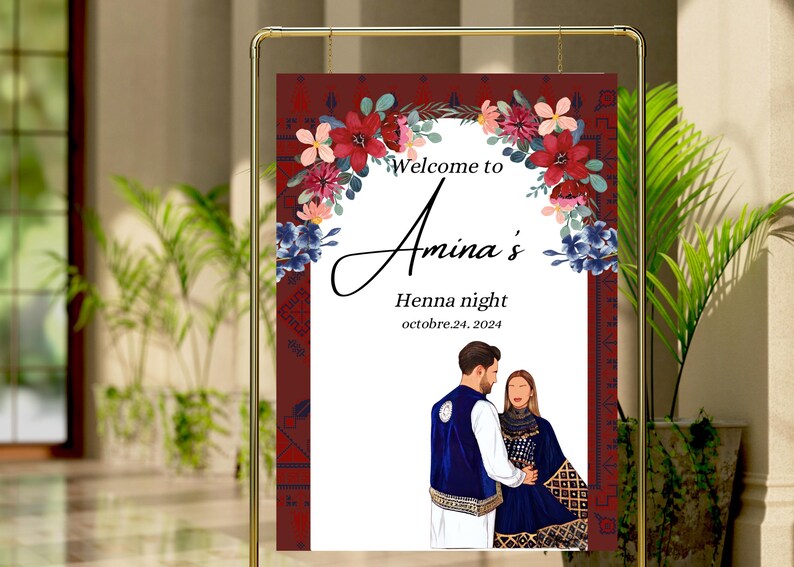 Afghan Henna Night Welcome Sign, Digital Download, Editable Template ...