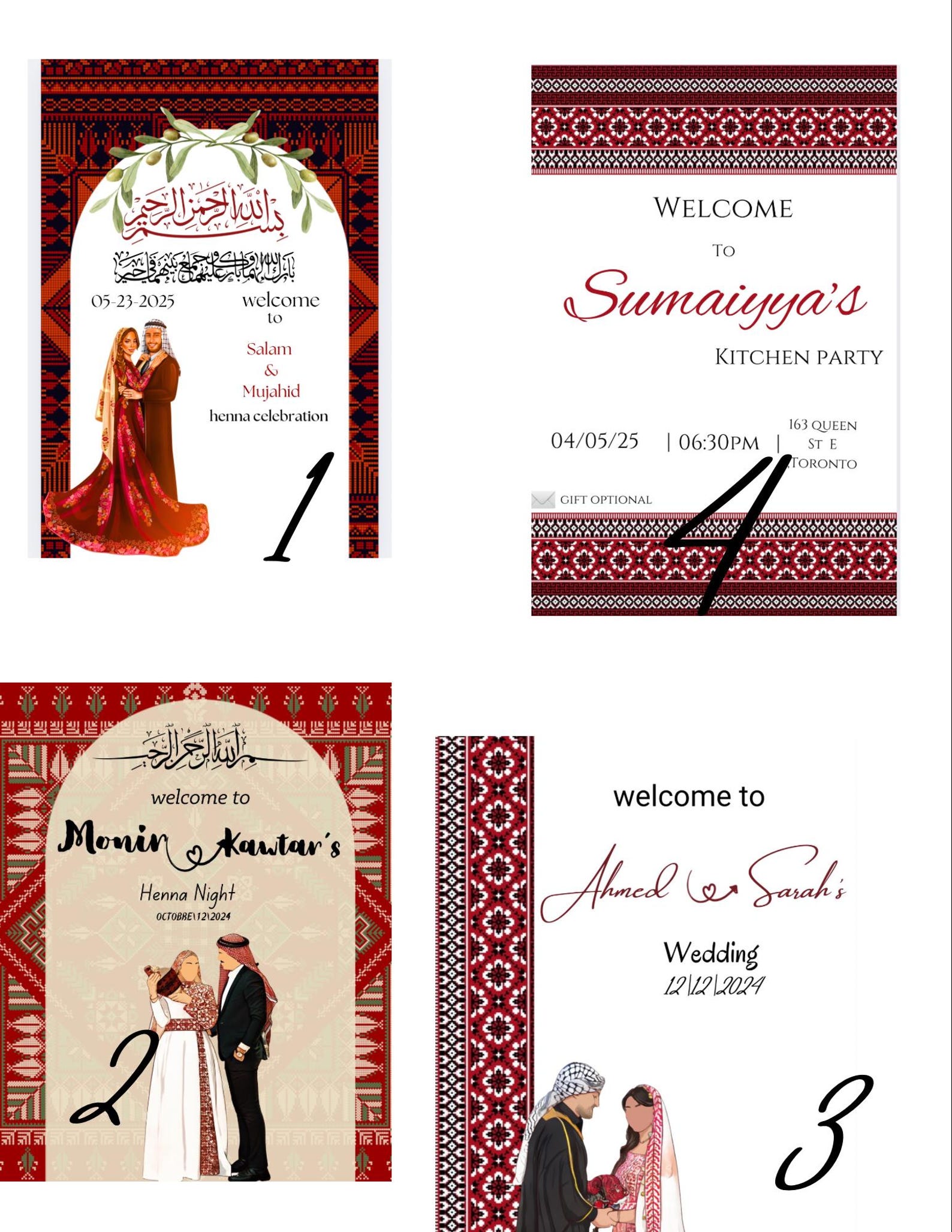 Palestine Henna Card, Henna Night, Guest Gift Bridesmaid, Custom Save ...