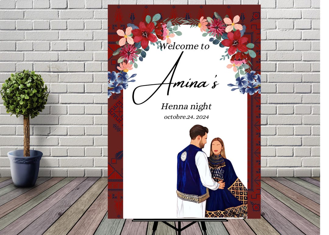 Afghan Henna Night Welcome Sign, Digital Download, Editable Template ...