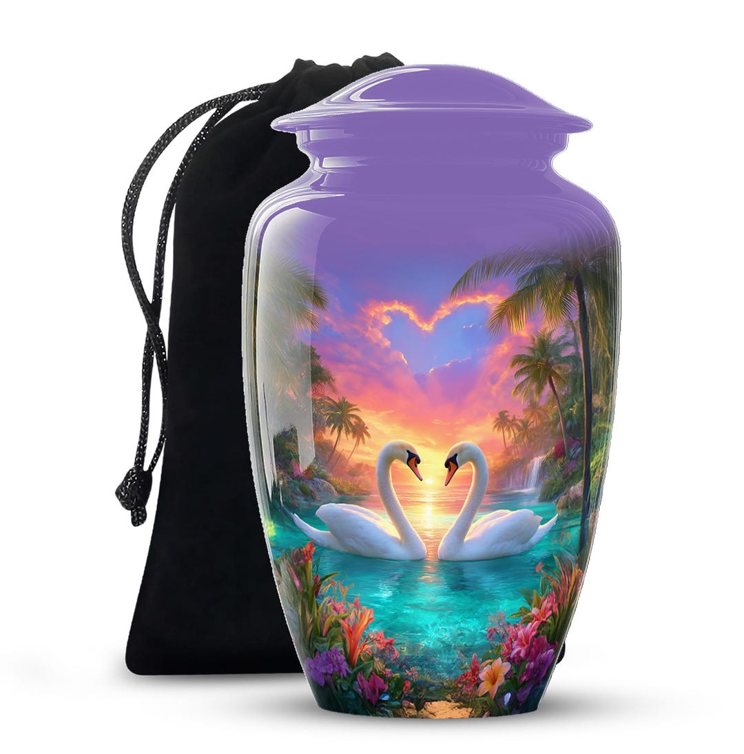 Personalised Swan Urn - Unique Memorial Urn - Couple Urn for Ashes ...