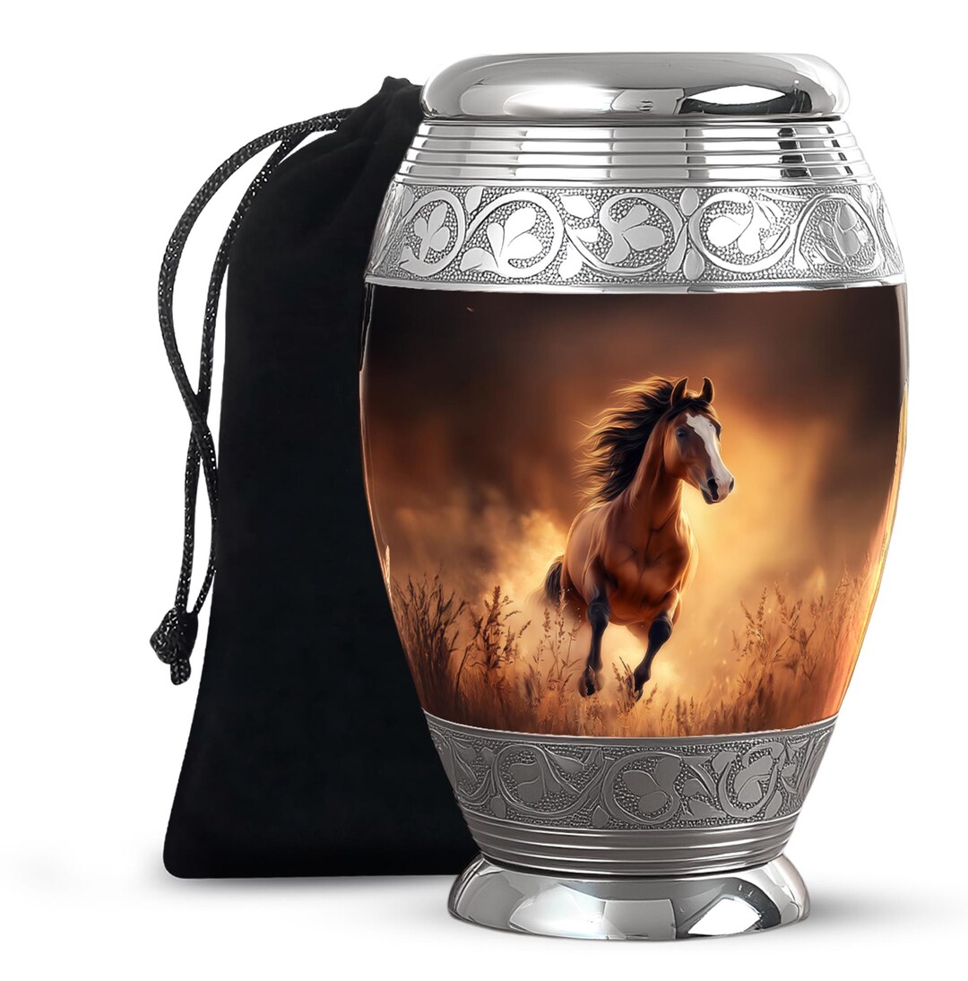 Personalized Horse Cremation Urn - Animal Lover Keepsake - Brown Urn ...