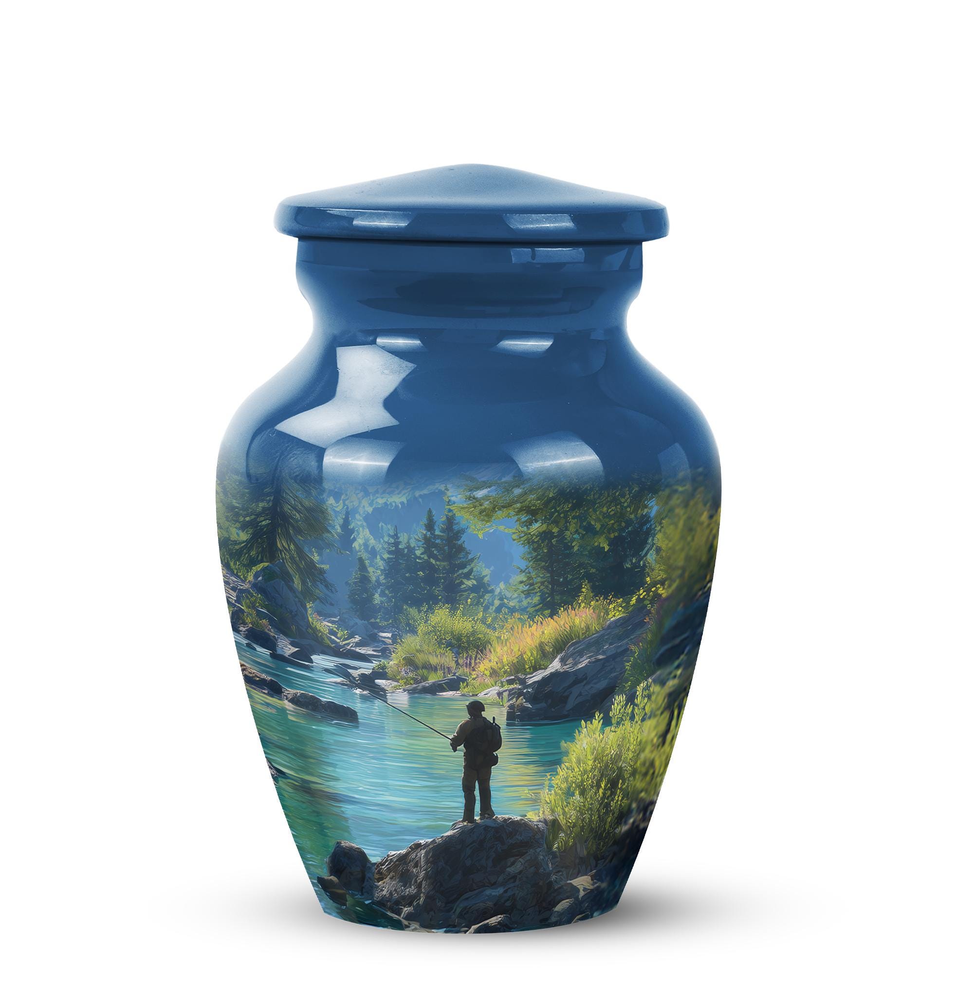 Fishing Cremation Urn for Ashes - River Fisherman Urn - Nature Urn for ...