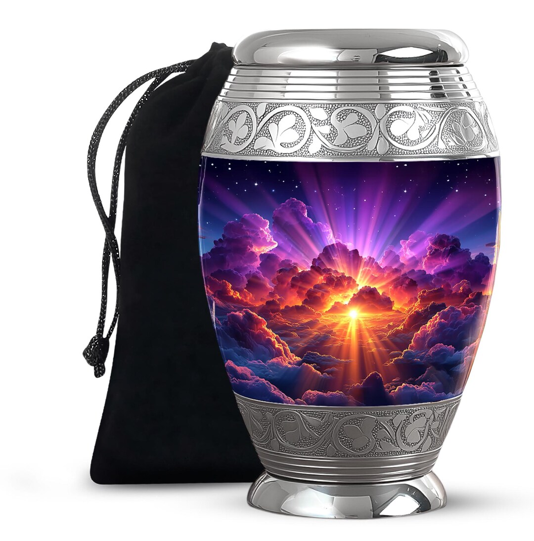 Sunset Cremation Urn for Ashes - Sky Memorial Urn - Clouds Funeral Urn ...