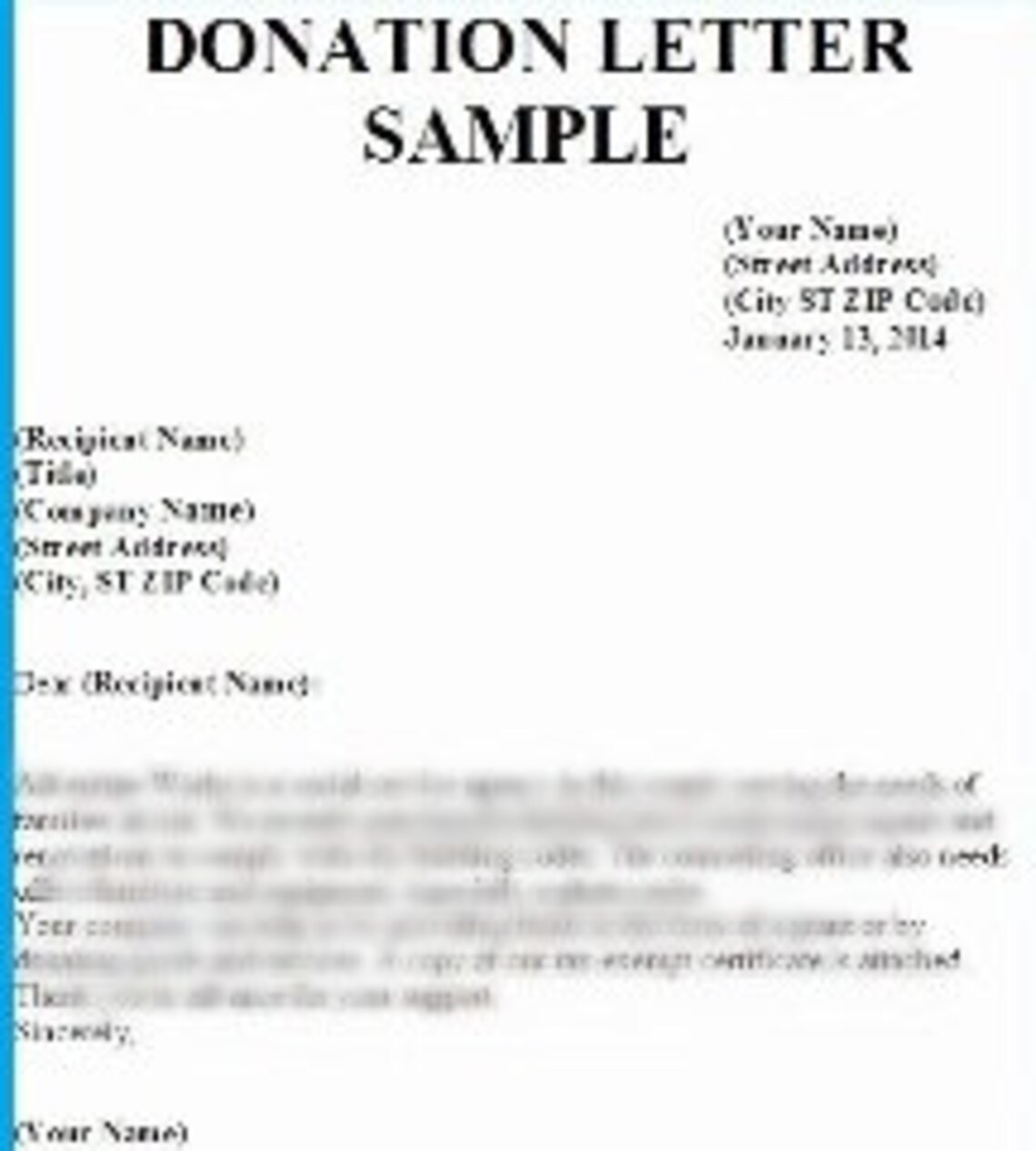 CUSTOMIZED DONOR LETTER - No Template, Donation Letter No Template ...