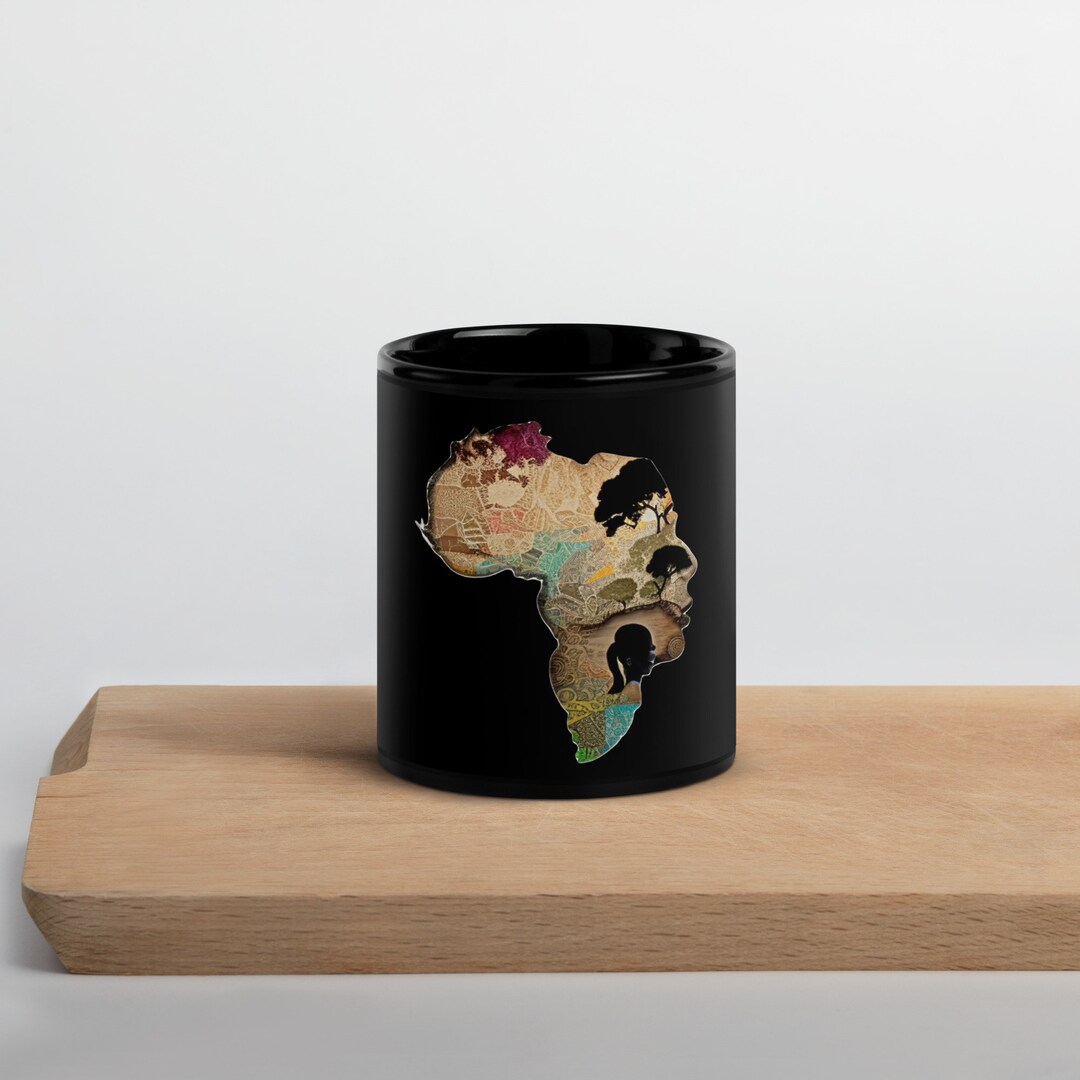 Taza Mapa negro brillante de África - Etsy España