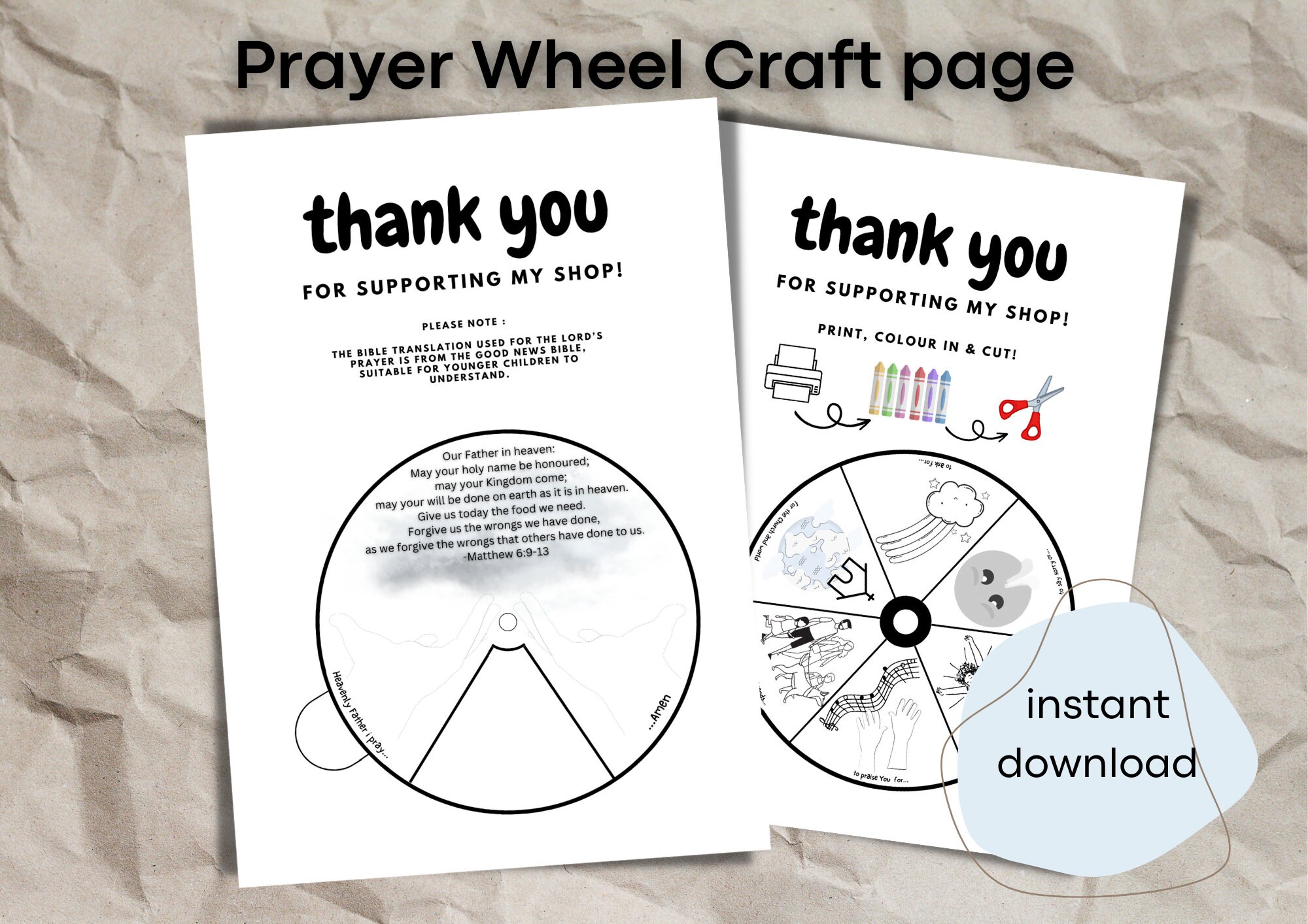 How to Pray Wheel Craft Page for Toddlers and Kids in Sunday - Etsy